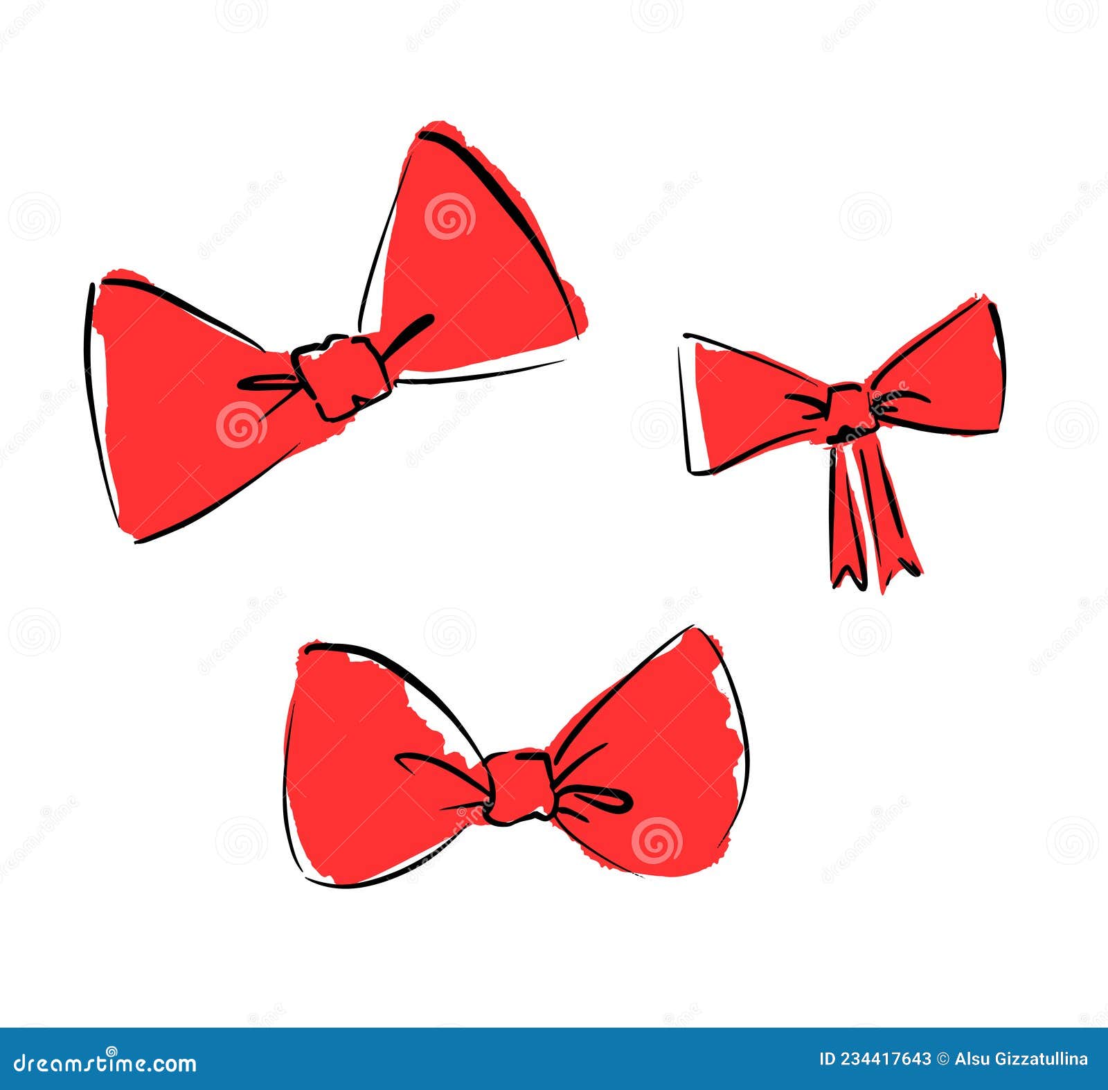 Hand Drawn Sketch Red Bow Isolated on White Background Vector Stock ...