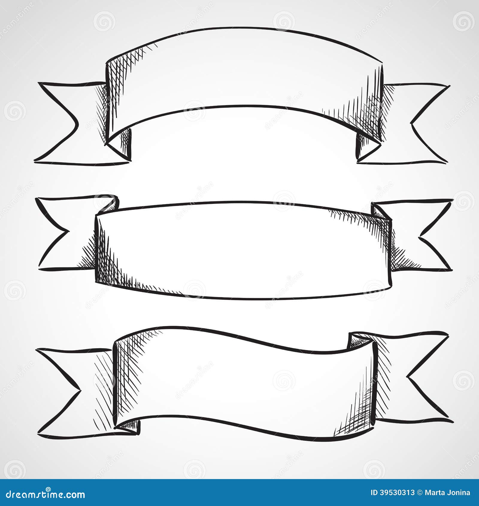 Hand drawn sketch ribbons stock illustration. Illustration of hand ...