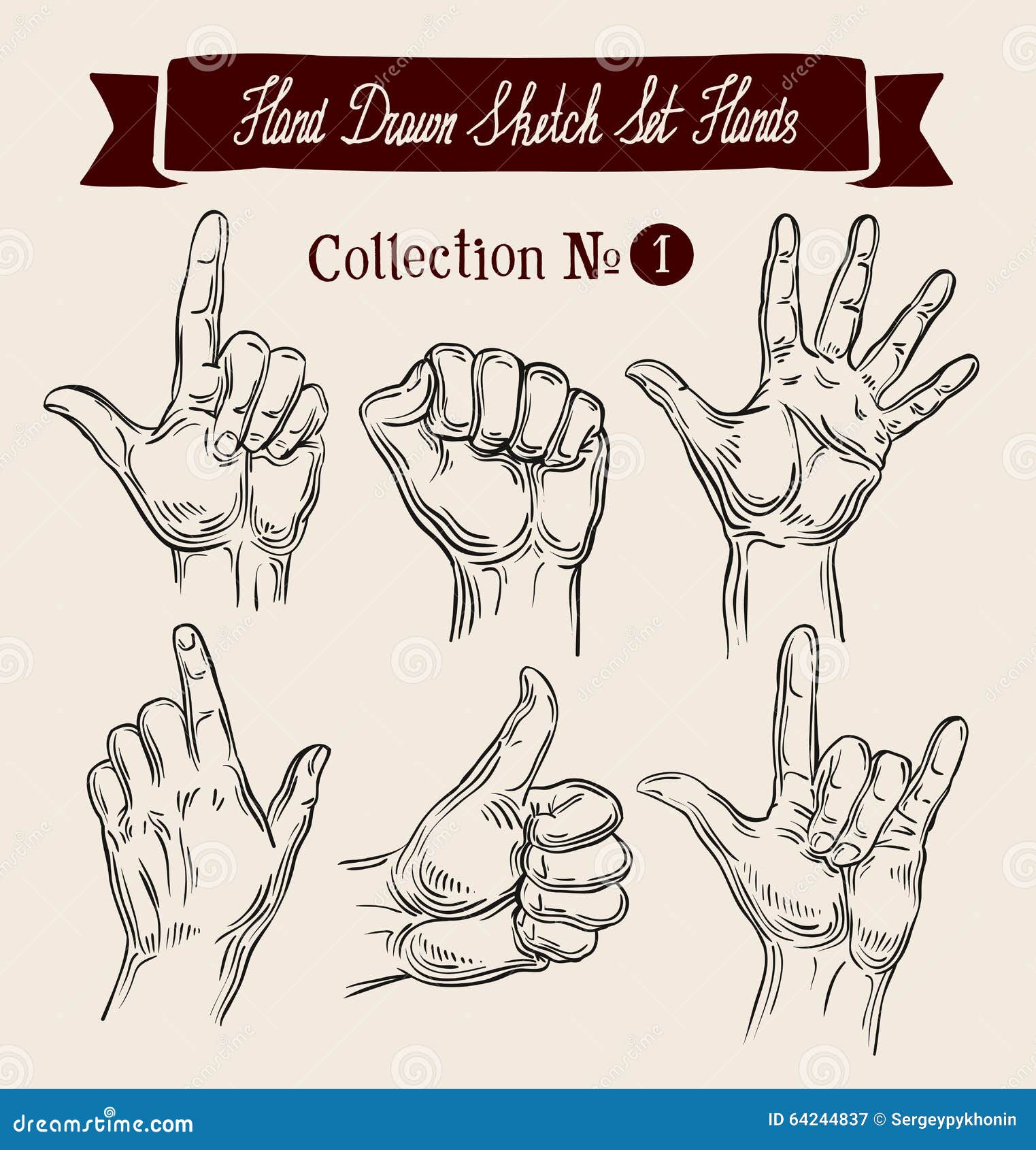 Hand Drawn Sketch Set Hands Gestures. Vector Stock Vector ...