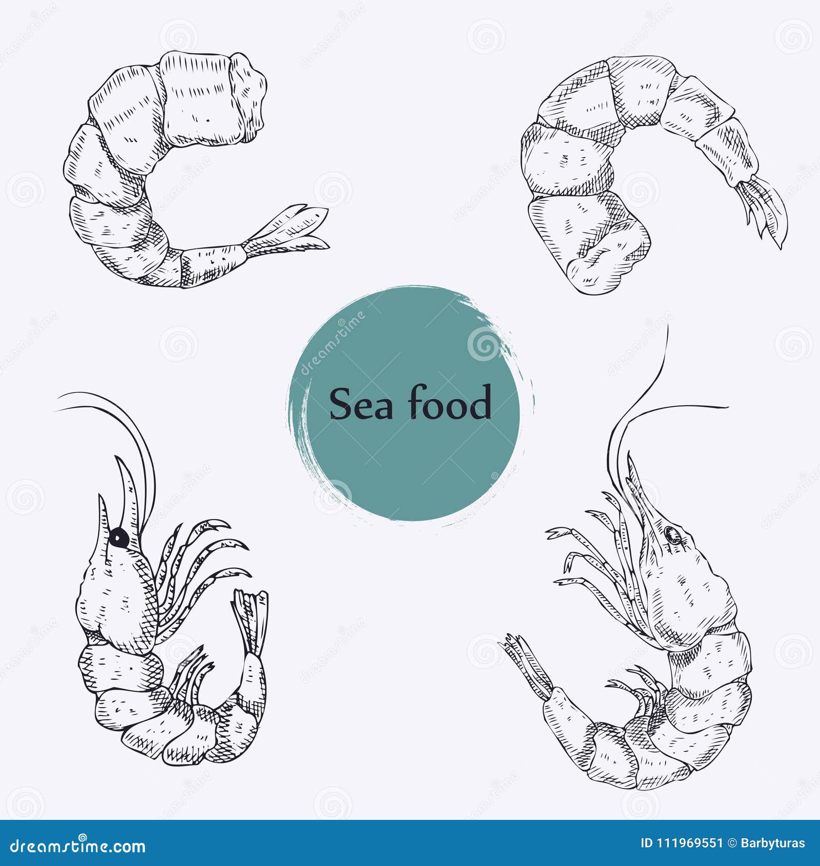 Hand Drawn Sketch Set of Seafood Stock Vector - Illustration of mollusk ...