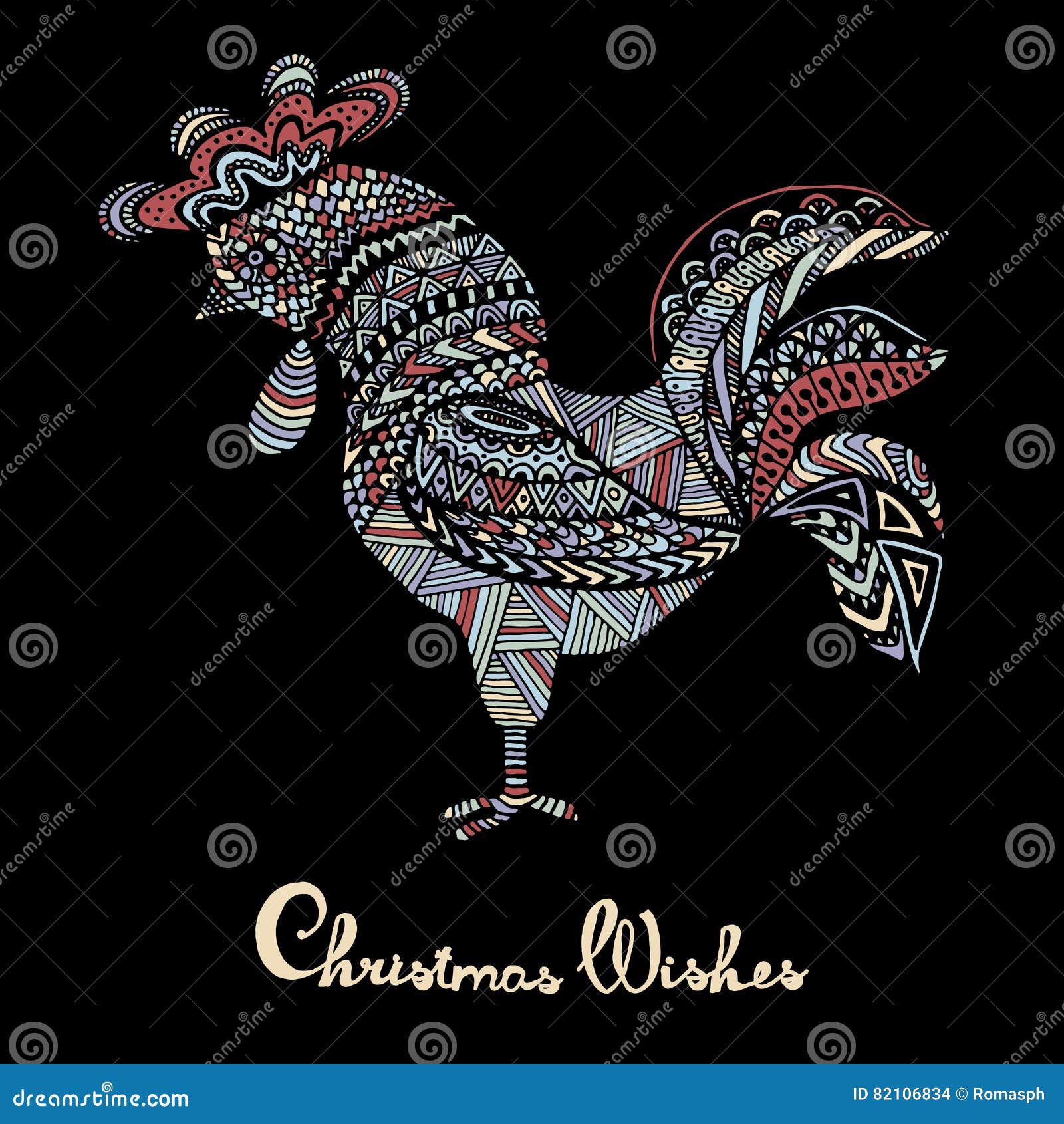 Hand Drawn Sketch in the Shape of a Rooster Stock Vector - Illustration ...