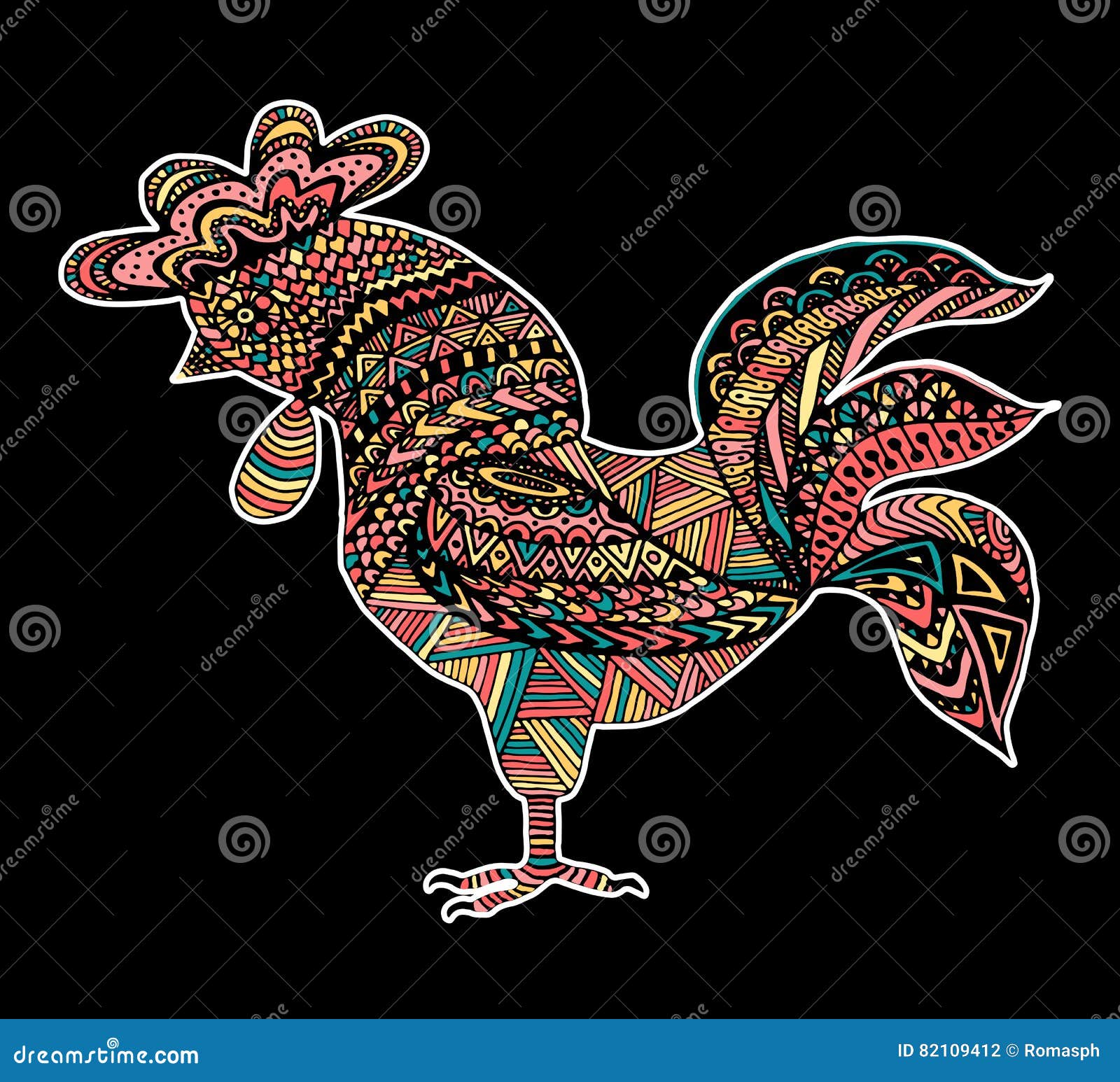 Hand Drawn Sketch in the Shape of a Rooster Stock Vector - Illustration ...