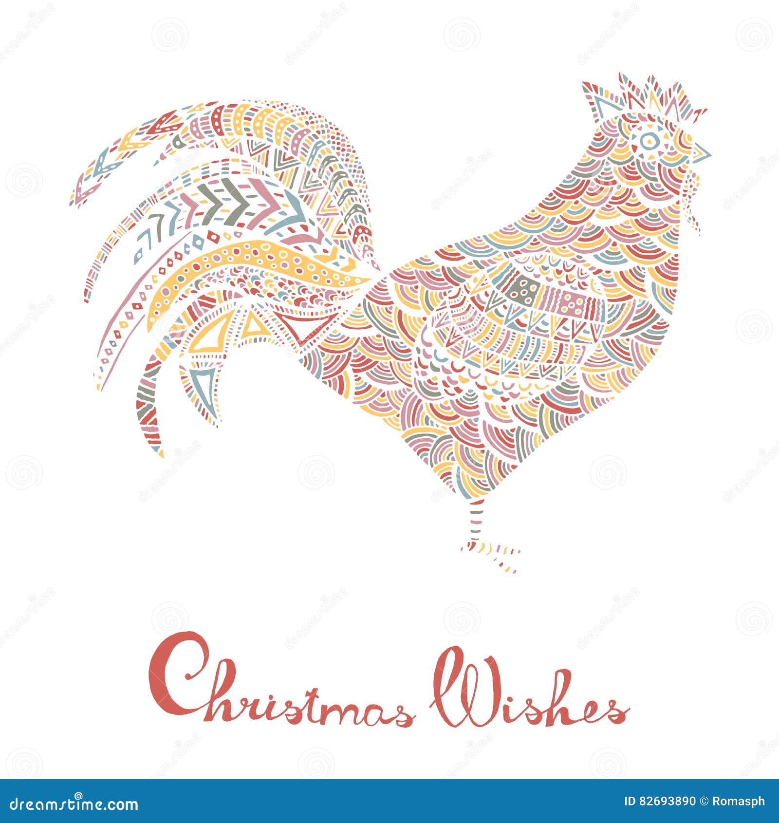 Hand Drawn Sketch in the Shape of a Rooster Stock Vector - Illustration ...