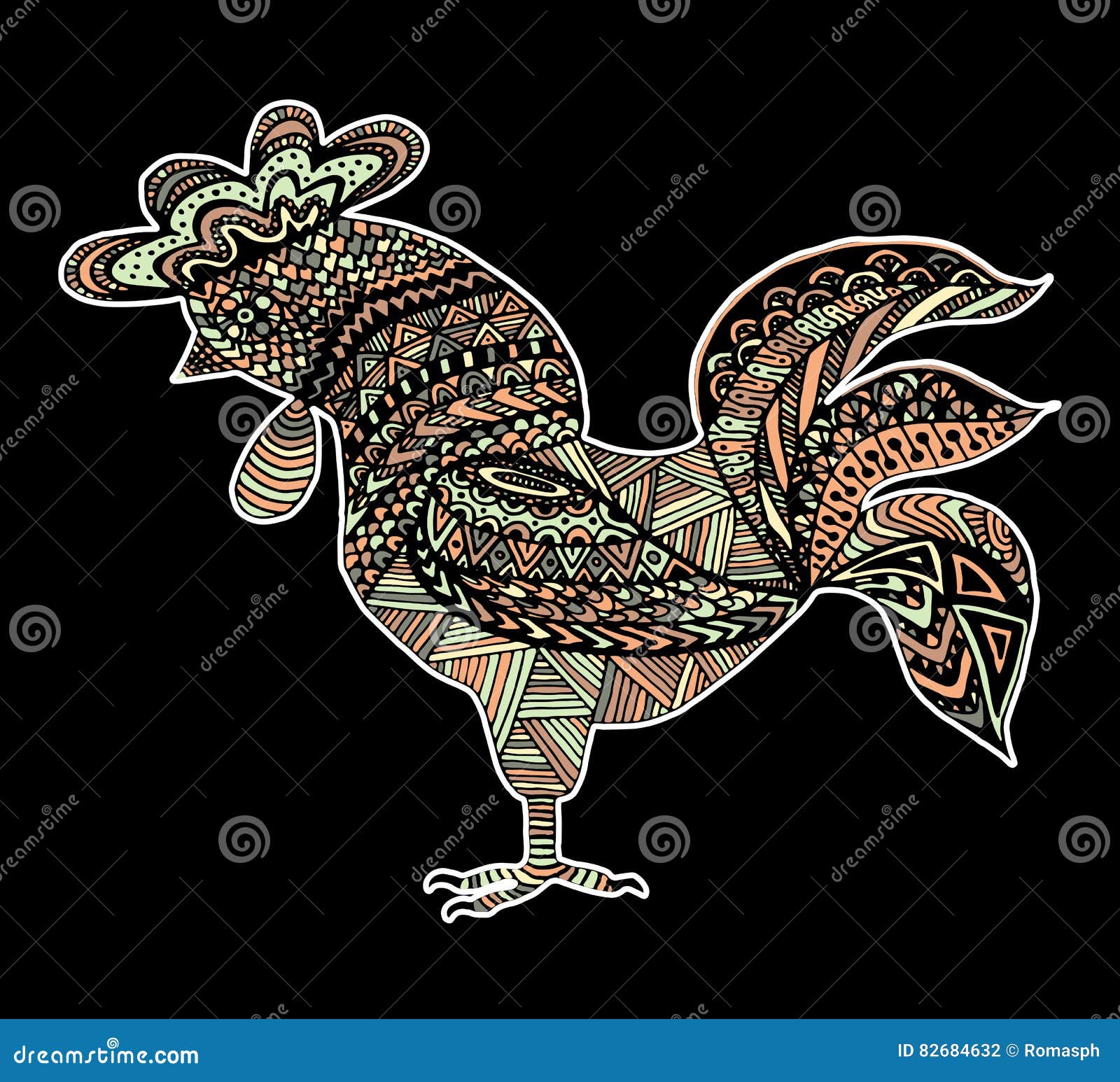 Hand Drawn Sketch in the Shape of a Rooster Stock Vector - Illustration ...