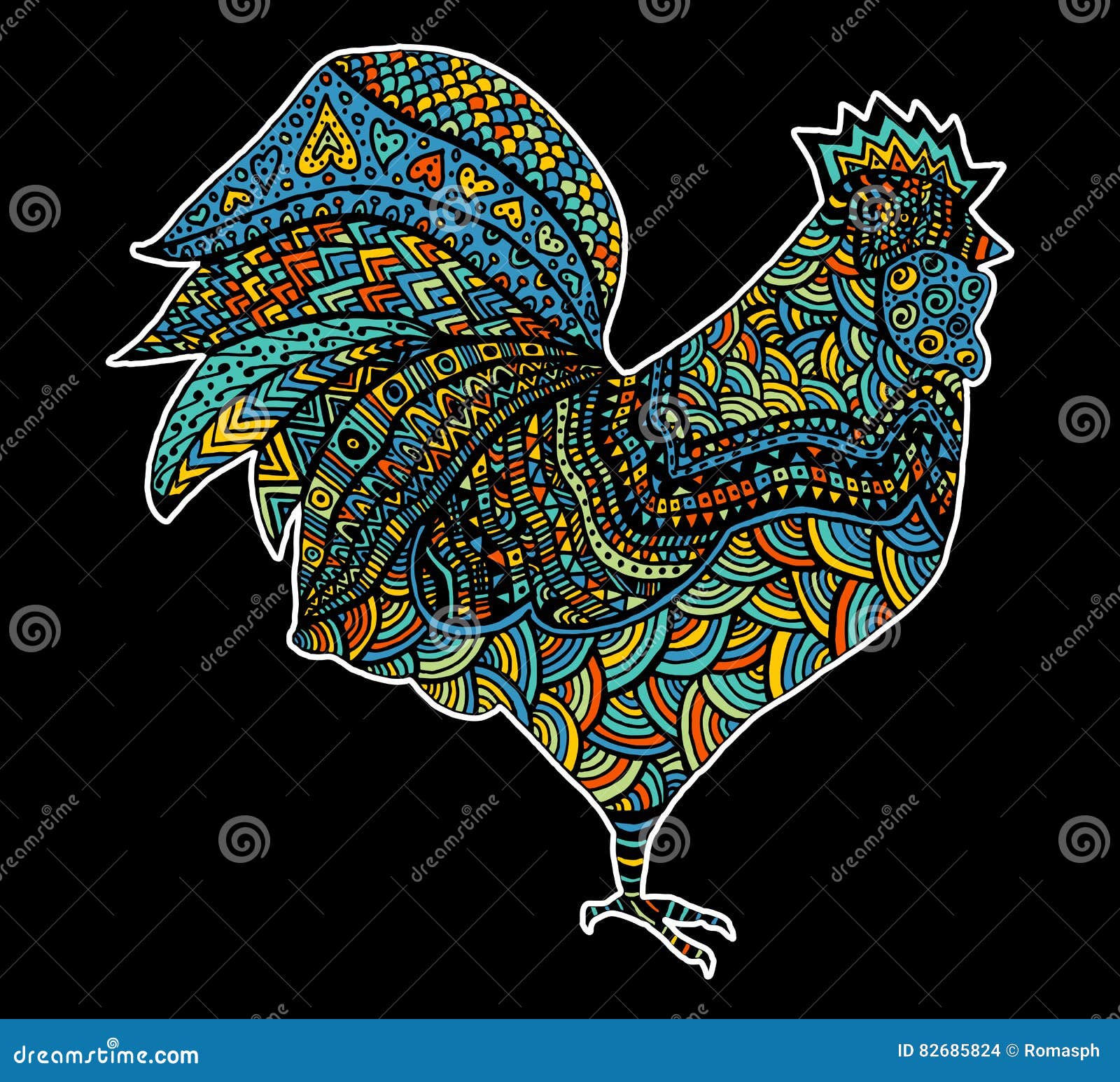 Hand Drawn Sketch In The Shape Of A Rooster Vector Illustration ...