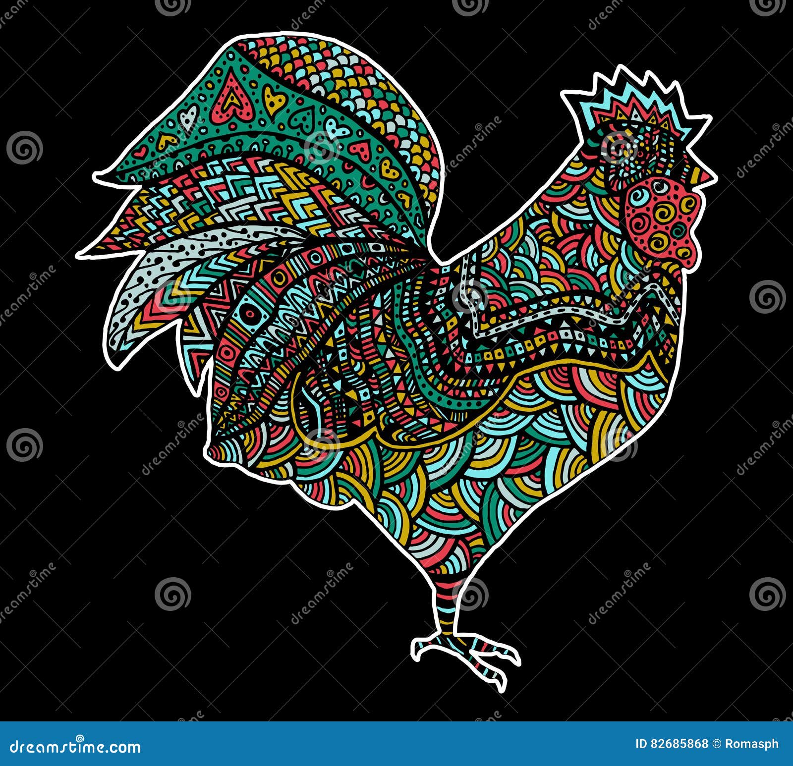 Hand Drawn Sketch in the Shape of a Rooster Stock Vector - Illustration ...