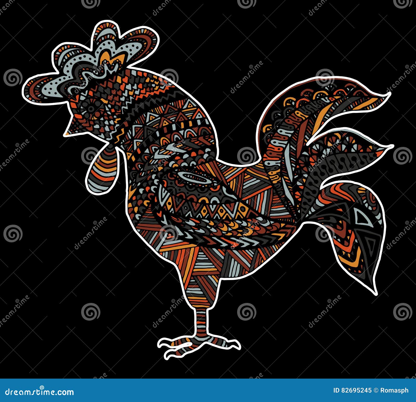 Hand Drawn Sketch in the Shape of a Rooster Stock Vector - Illustration ...