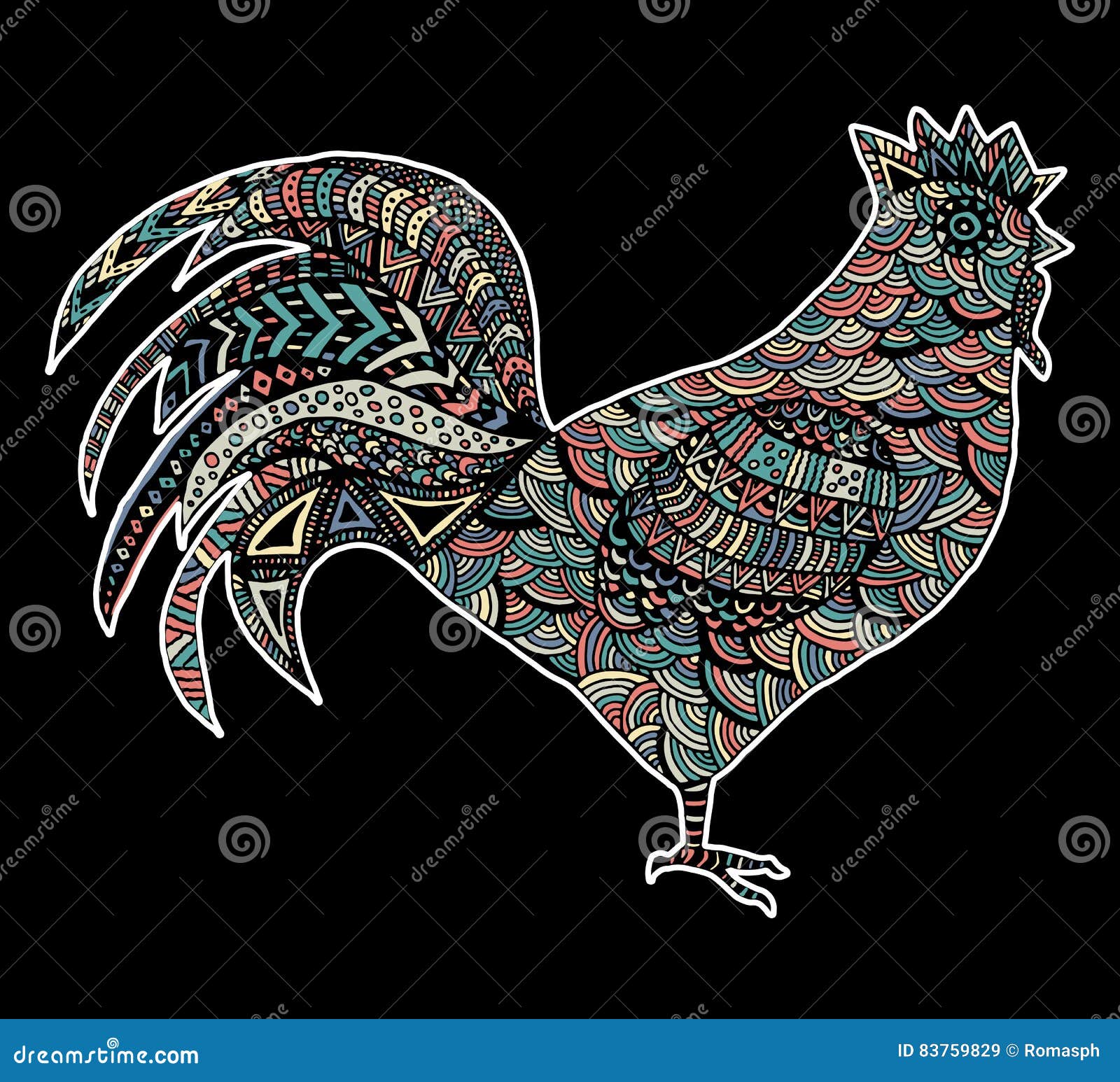 Hand Drawn Sketch in the Shape of a Rooster Stock Vector - Illustration ...