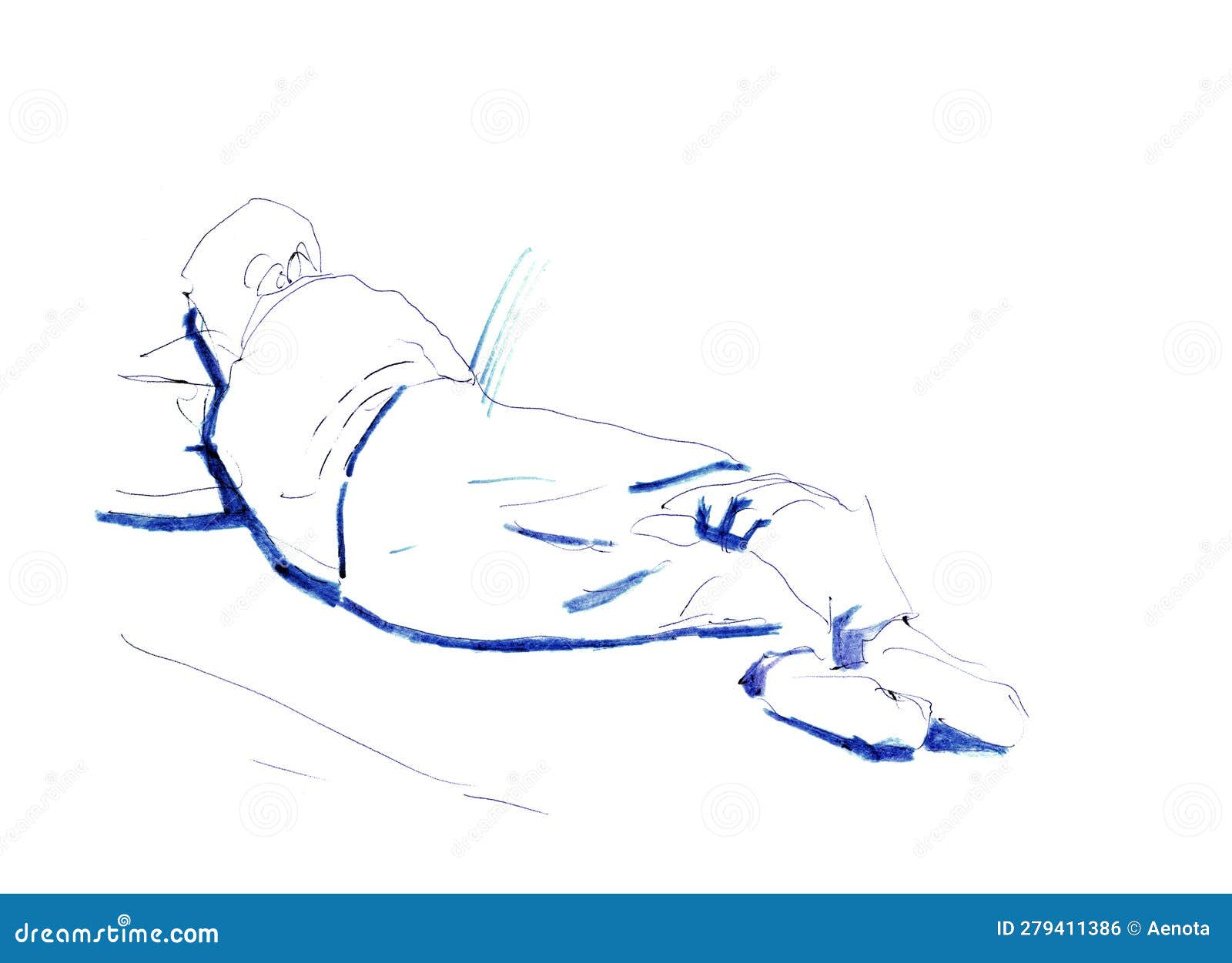 Hand Drawn Sketch of Sleeping Man Stock Illustration - Illustration of ...