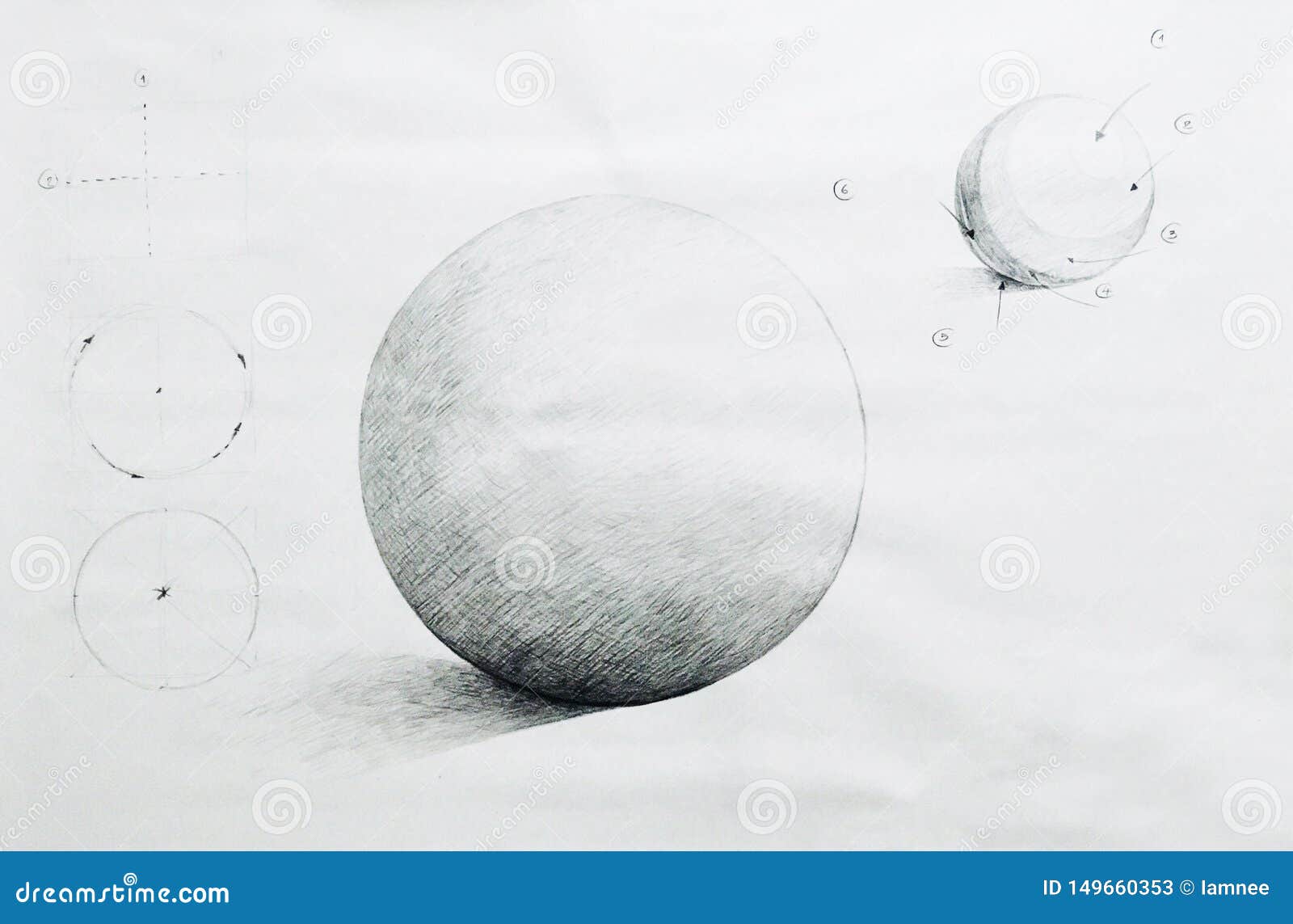 Hand Drawn Sketch of Sphere Shapes Set Stock Image - Image of round ...