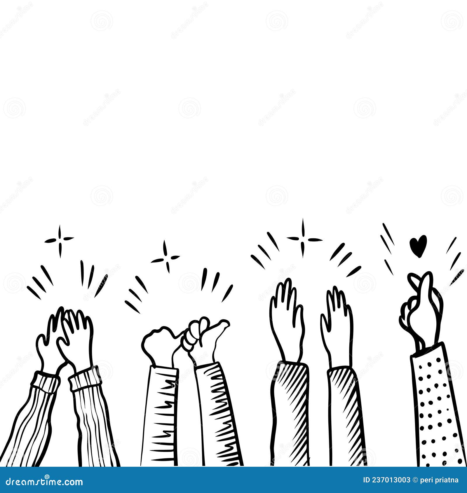 Hand Drawn Sketch Style of Applause, Thumbs Up Gesture. Human Hands ...