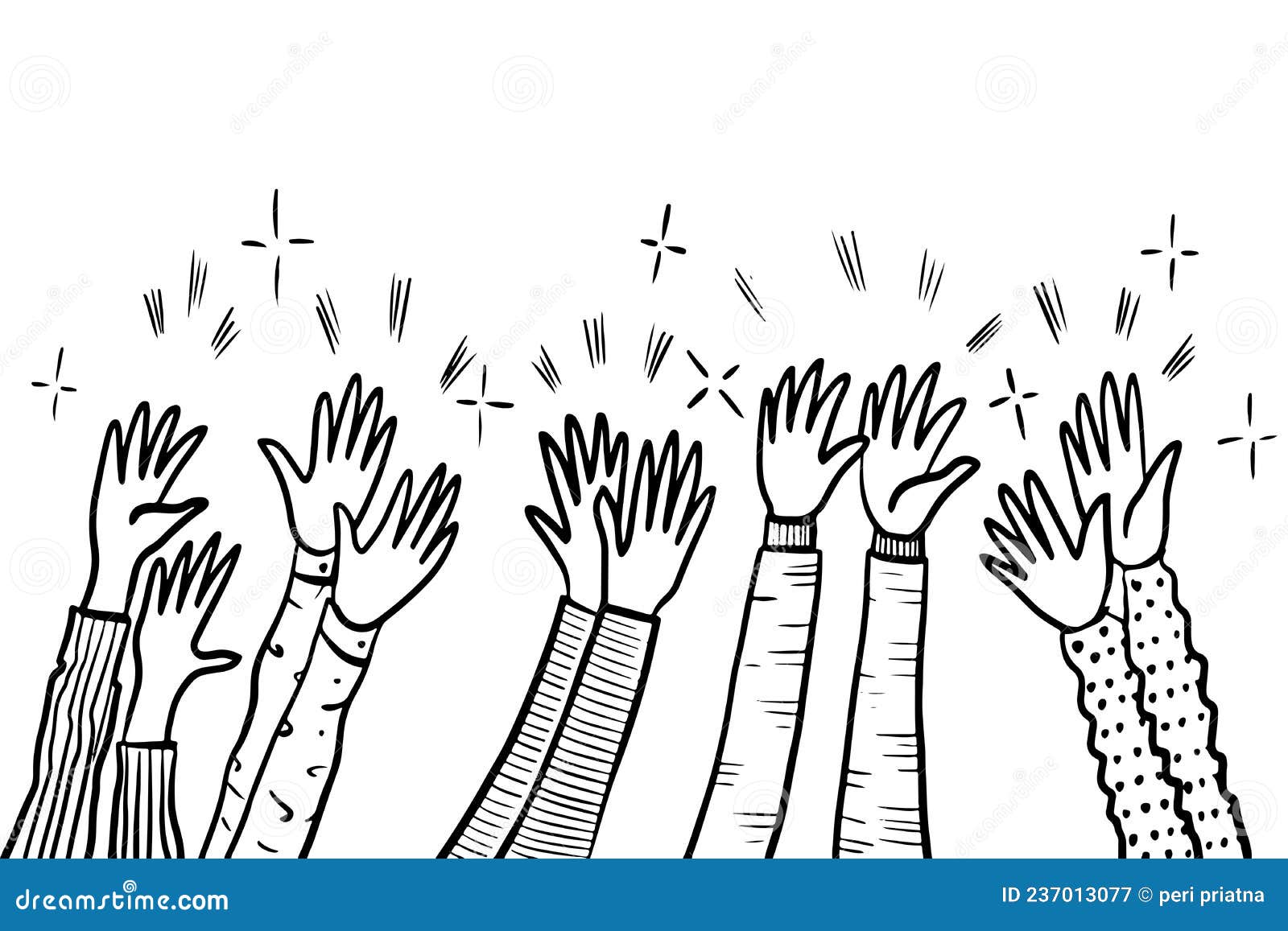 Hand Drawn Sketch Style of Applause, Thumbs Up Gesture. Human Hands ...