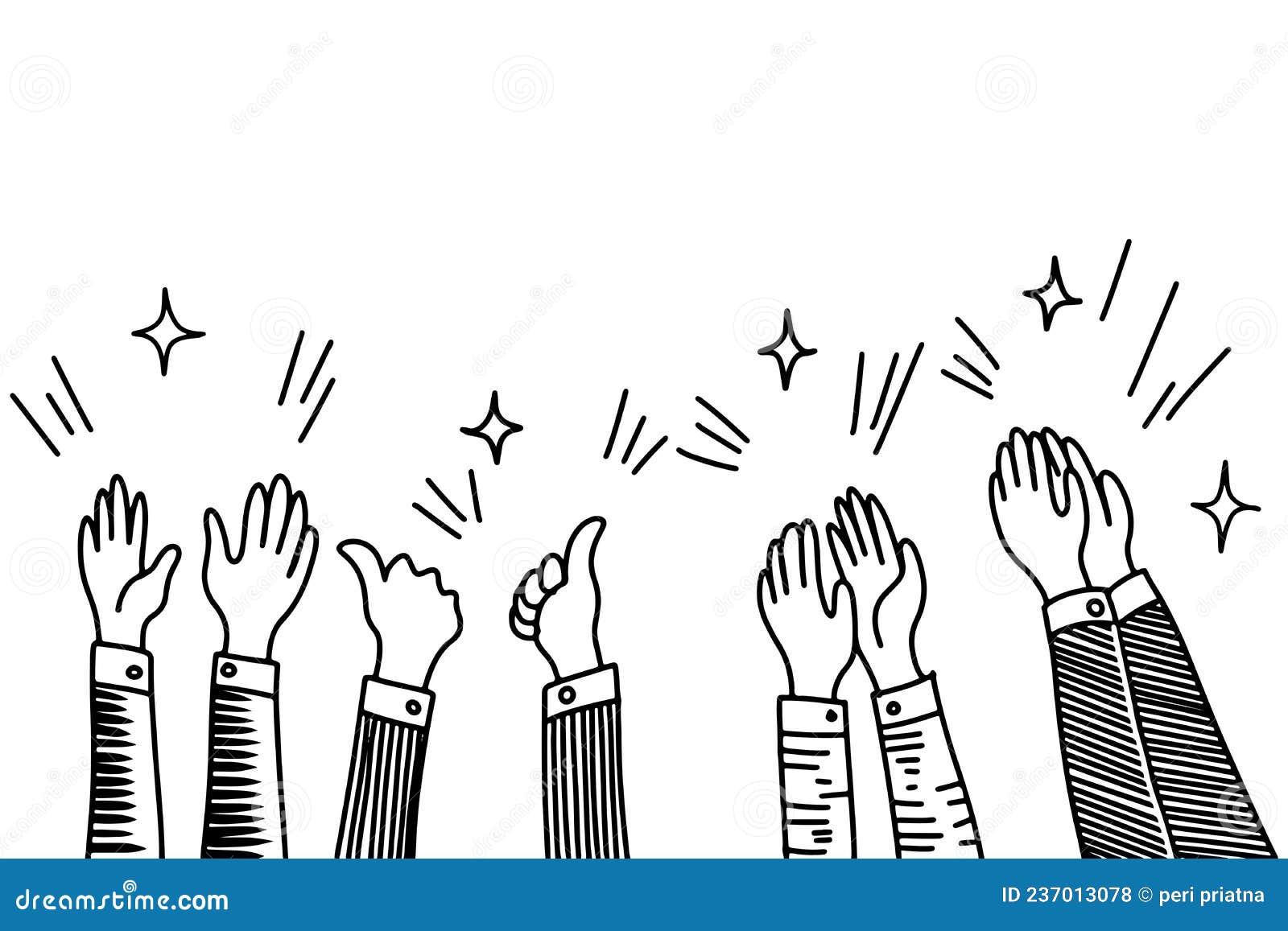 Hand Drawn Sketch Style of Applause, Thumbs Up Gesture. Human Hands ...