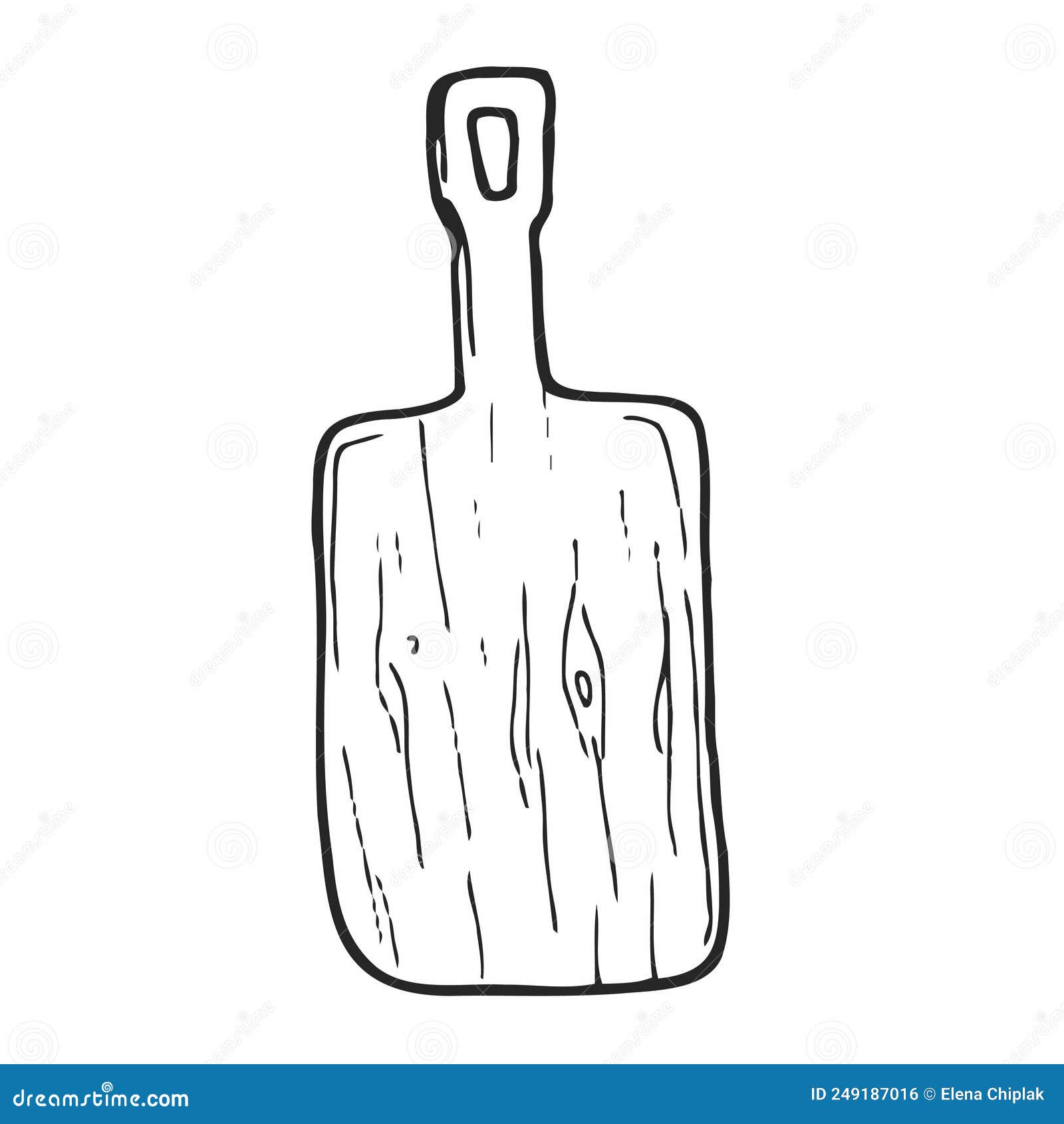 Hand Drawn Sketch Style Cutting Wooden Board. Rectangular Board with ...