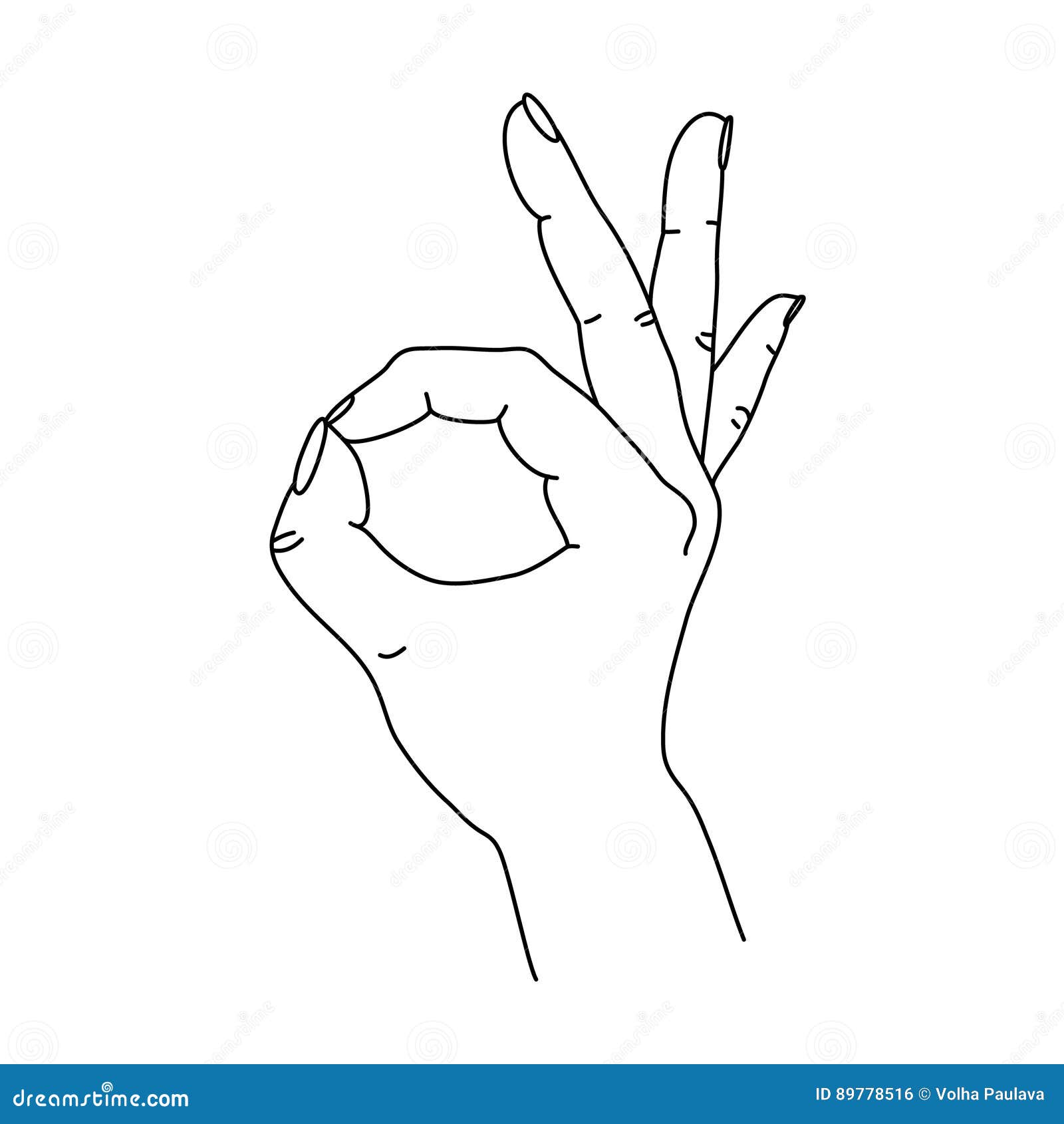 Hand Drawn in a Sketch Style Shows OK Symbol, Vector Illustration Stock ...