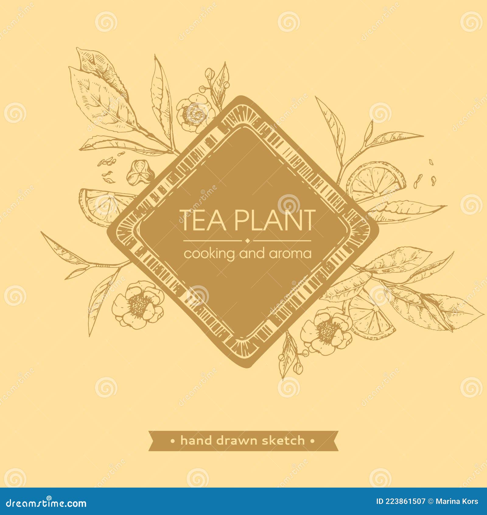 Hand-drawn Sketch Tea Plant with Cooking and Aroma. Stock Vector ...