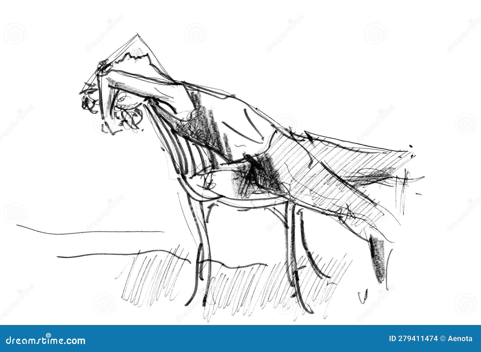 Hand Drawn Sketch of Tired Boy Stock Illustration - Illustration of ...