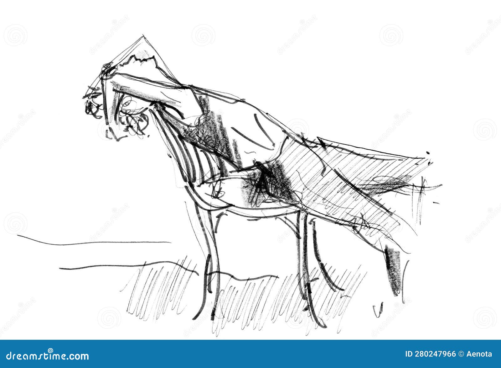 Hand Drawn Sketch of Tired Boy Stock Illustration - Illustration of ...