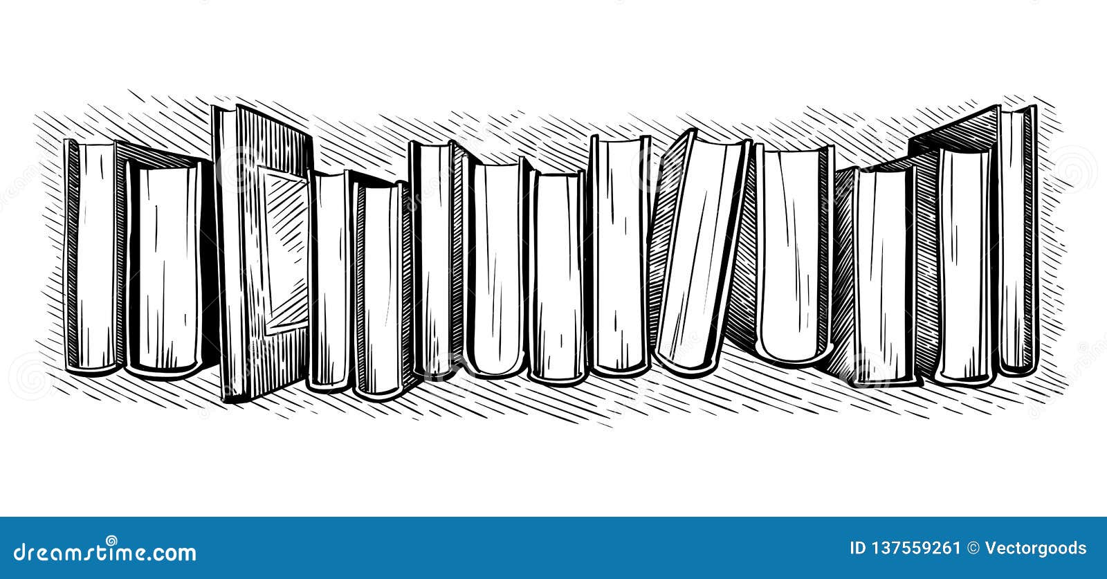 Hand Drawn Sketch Top View on Library Books Vector Stock Vector ...