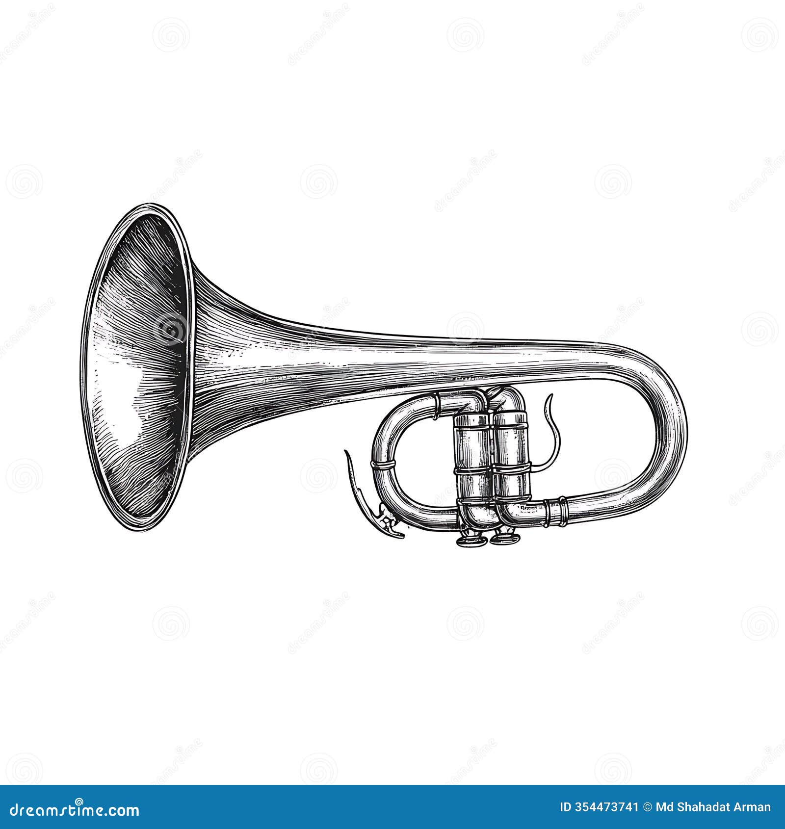 Hand-drawn Sketch of a Trumpet Stock Illustration - Illustration of ...