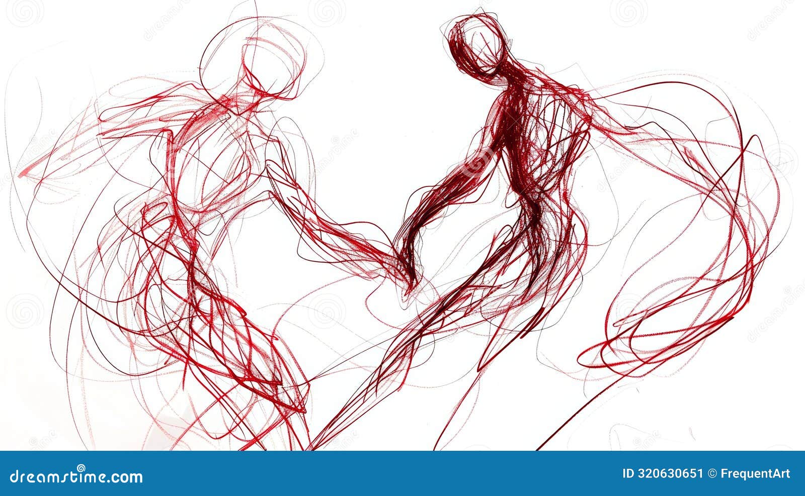 Hand-Drawn Sketch of Two Red Dancers in Motion. Generative AI Stock ...