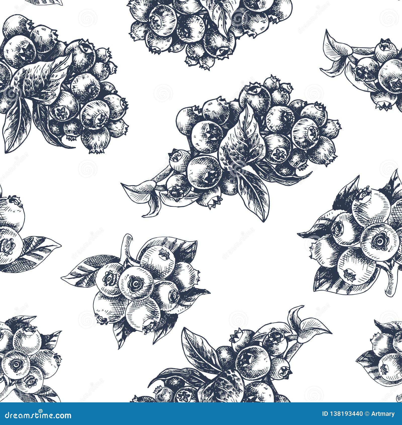 Hand Drawn Sketch Vector Iilustration Bilberry. Pattern with Bilberry ...