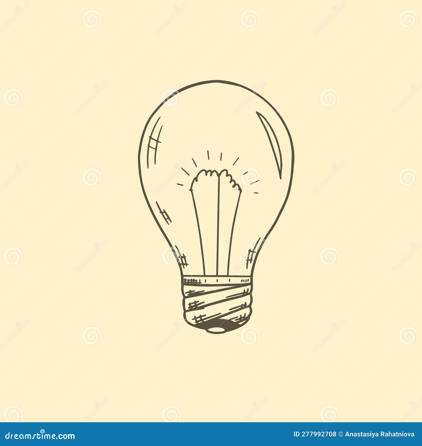 Hand Drawn Sketch Vector Illustration of a Light Bulb Stock Vector ...