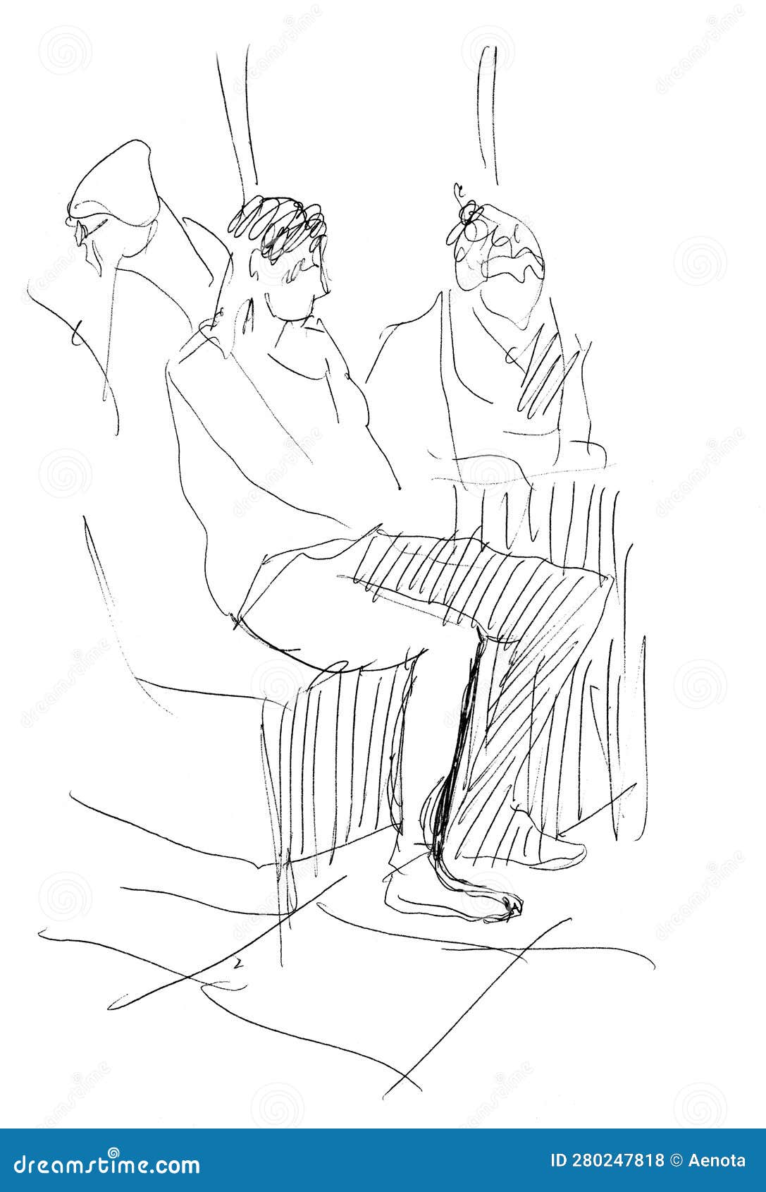 Hand Drawn Sketch of Waiting People Stock Illustration - Illustration ...