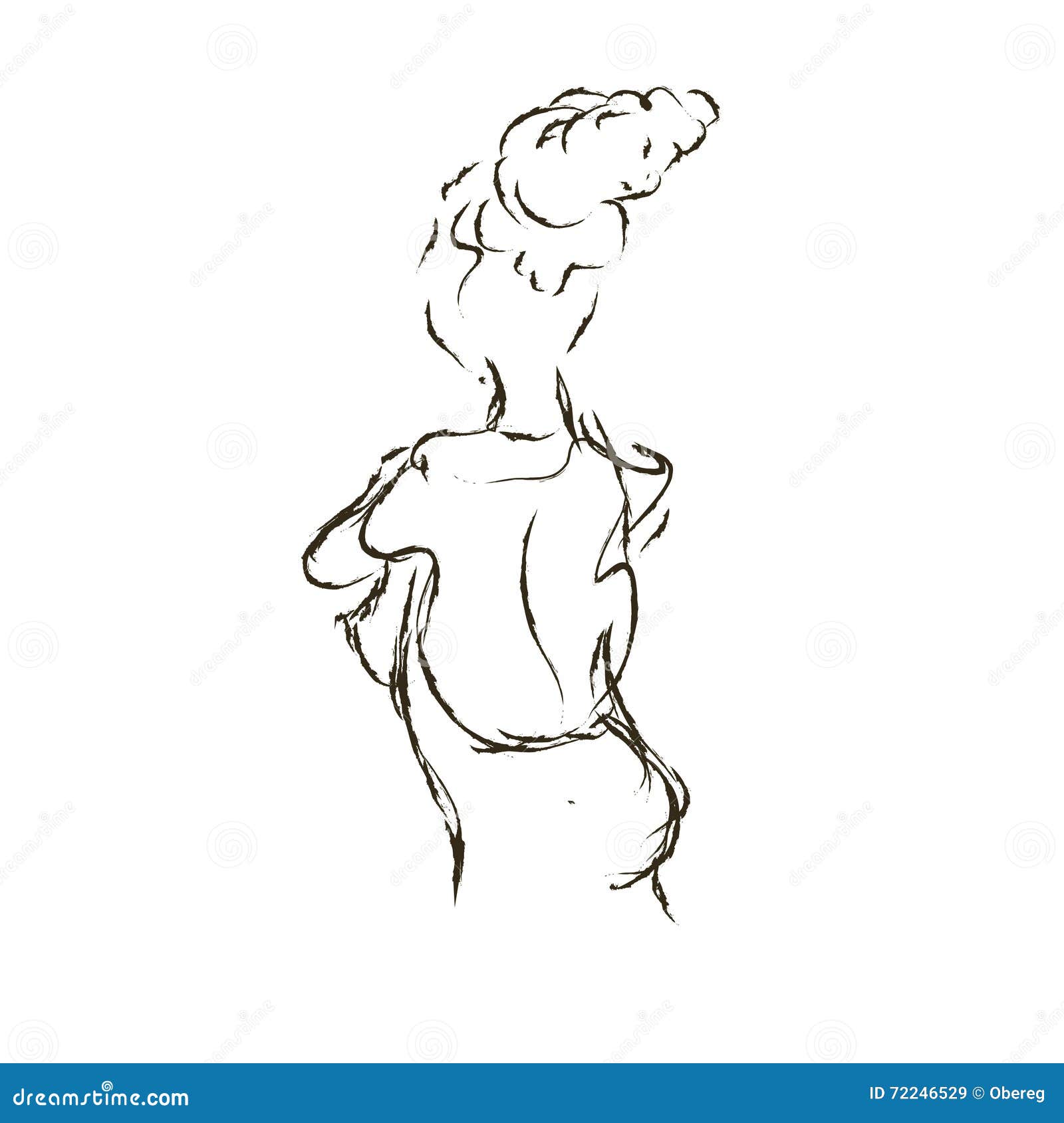 Hand Drawn Sketch Woman Back View Stock Vector - Illustration of lady ...