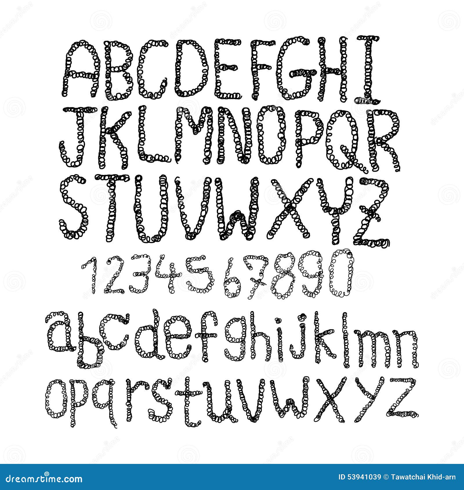 Hand Drawn and Sketched Classic Font, Vector Sketch Style Alphabet ...