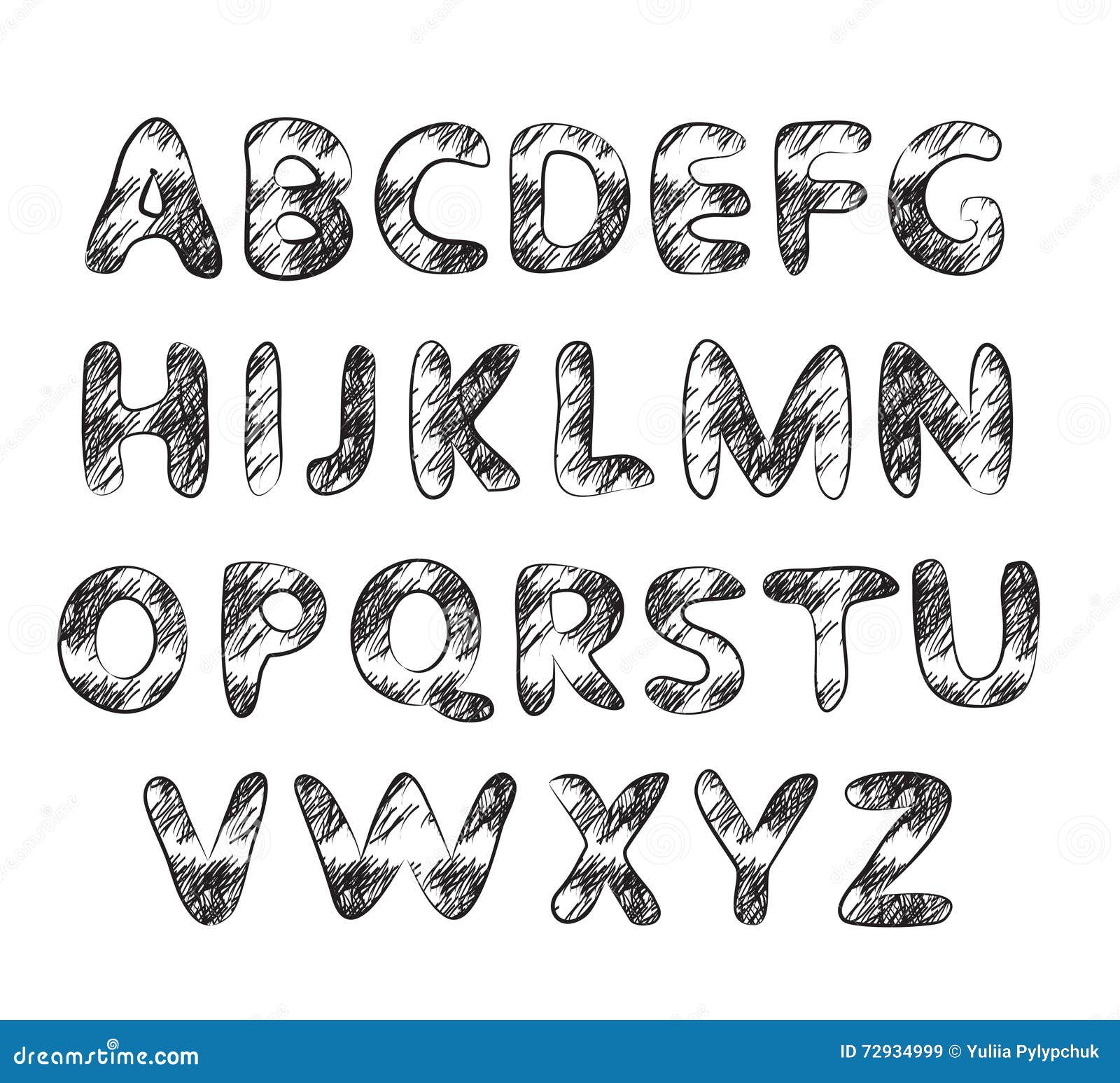 Hand Drawn and Sketched Classic Font Stock Vector - Illustration of ...