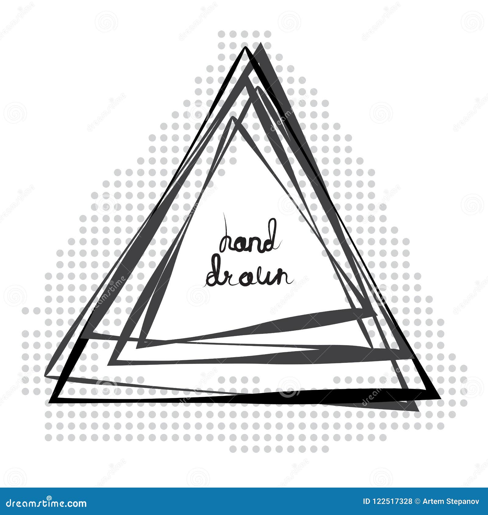 Hand Drawn Sketched Triangle Stock Vector - Illustration of brush ...