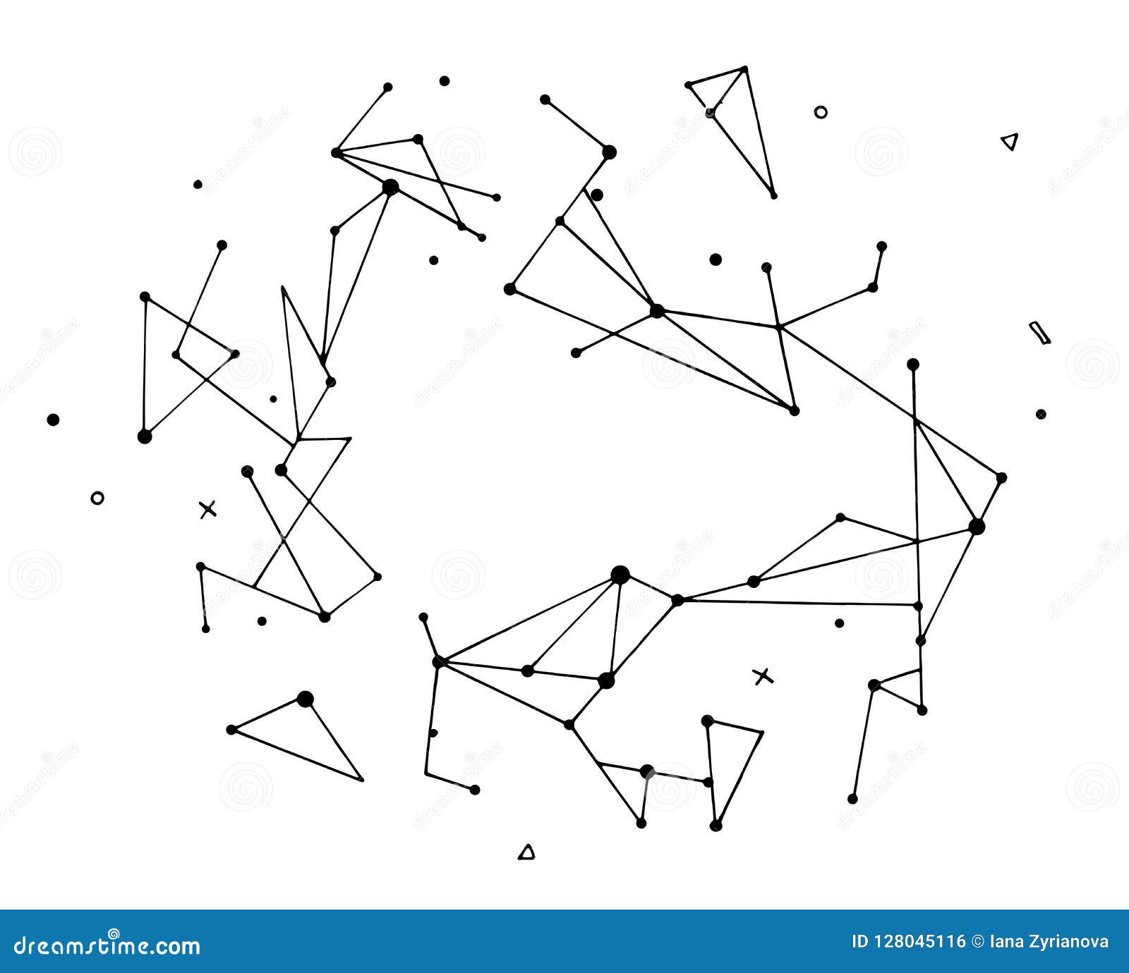 Hand-Drawn Sketchy Doodle Design Elements with Constellations, Circuits ...