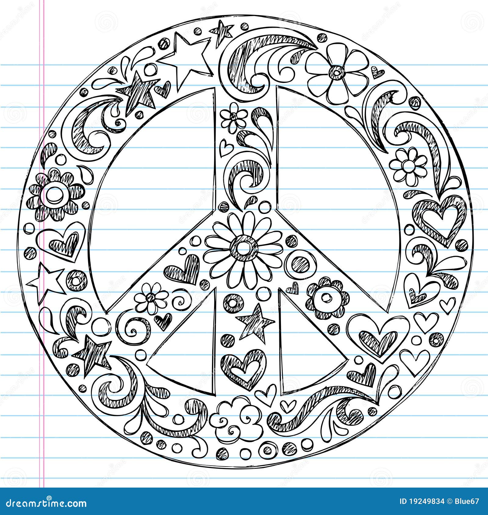 Hand-Drawn Sketchy Peace Sign Doodles Stock Vector - Illustration of ...