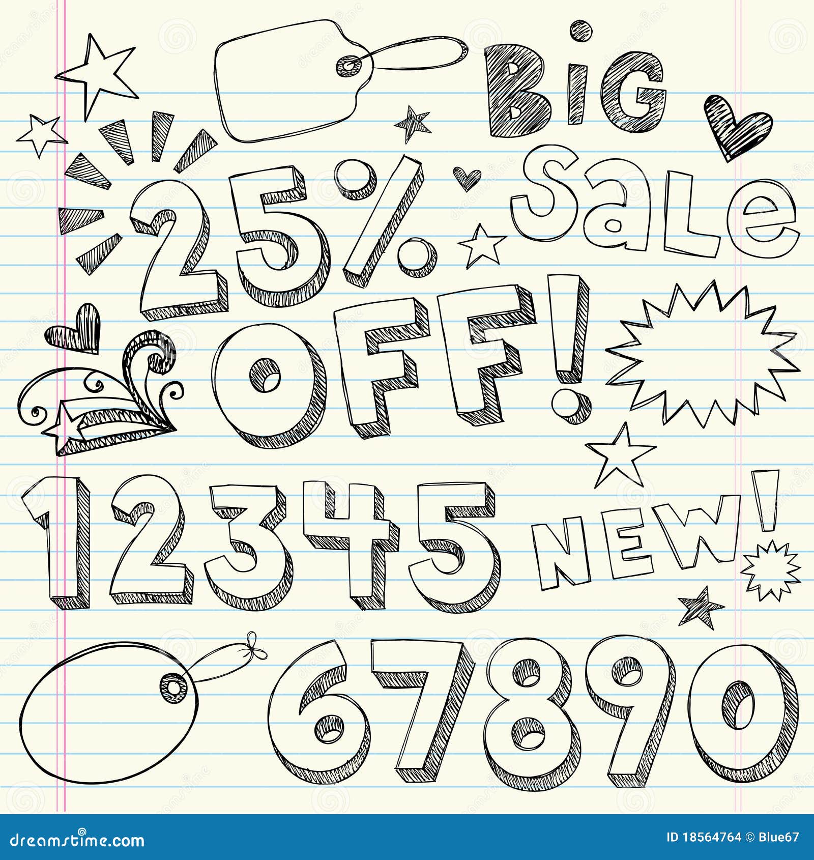 Hand-Drawn Sketchy Sale Coupon Doodles Stock Vector - Illustration of ...
