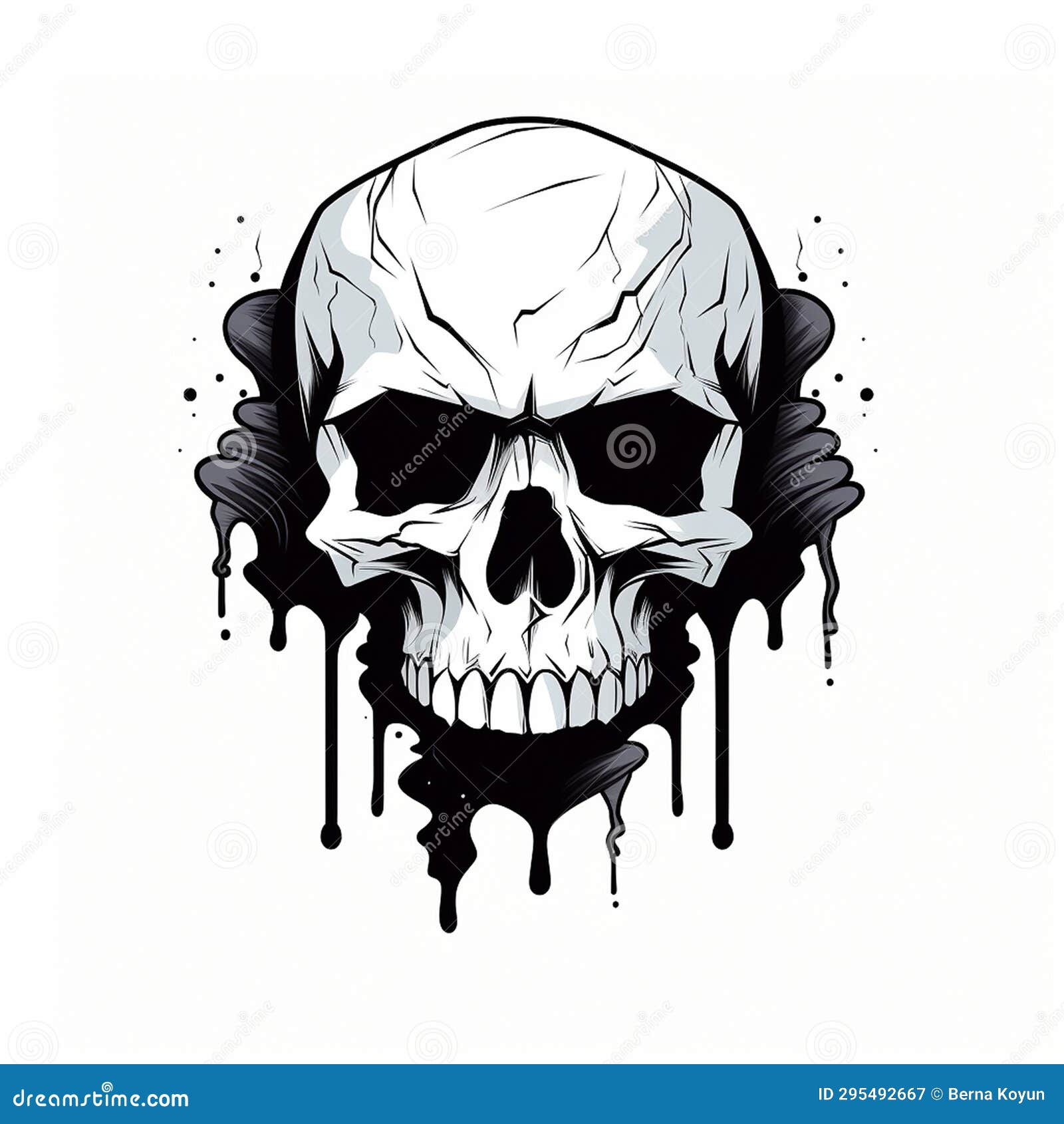 Hand-Drawn Skull Art Macabre Chic Stock Illustration - Illustration of ...