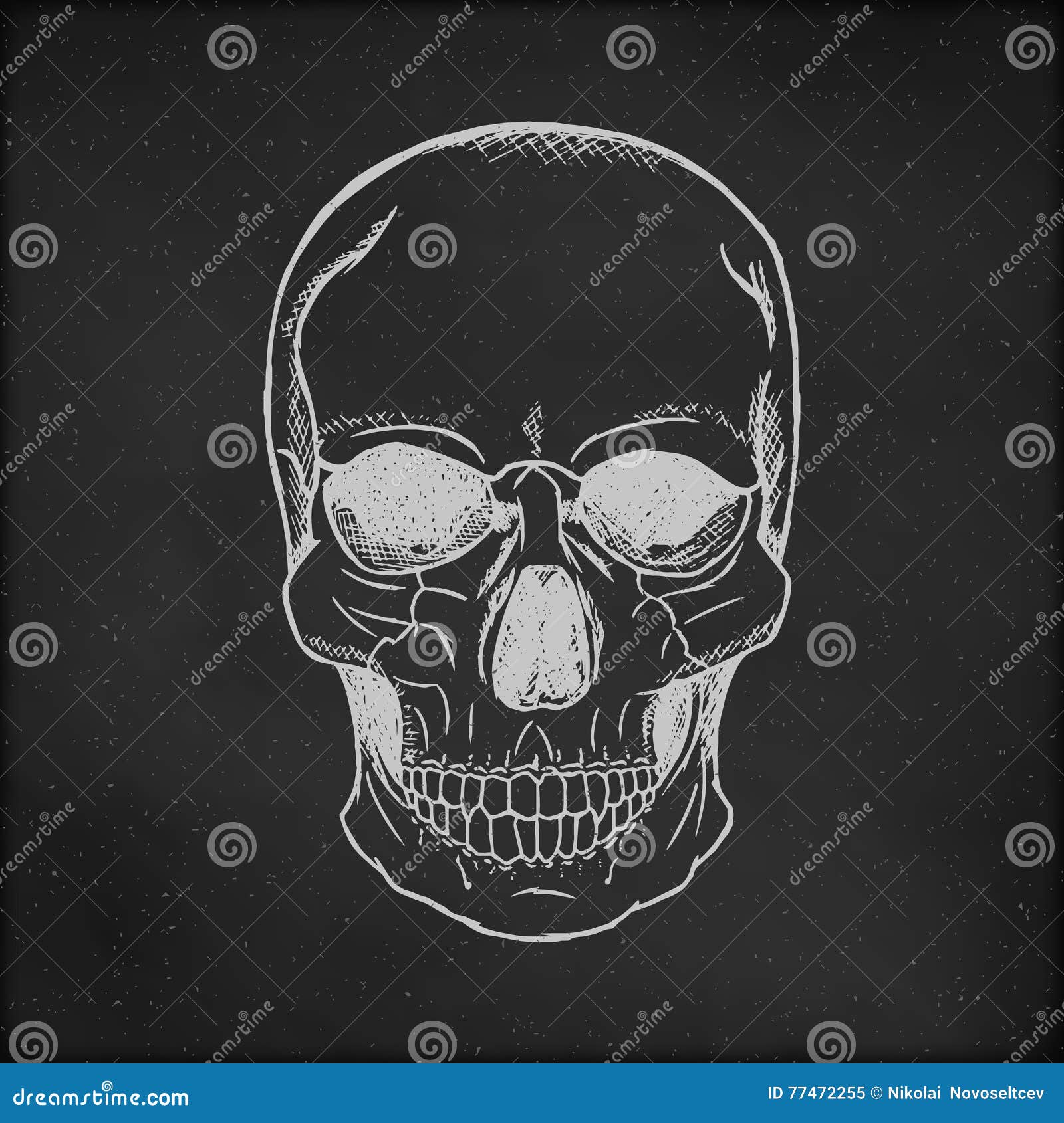 Hand Drawn Skull Chalkboard Background Stock Vector - Illustration of ...