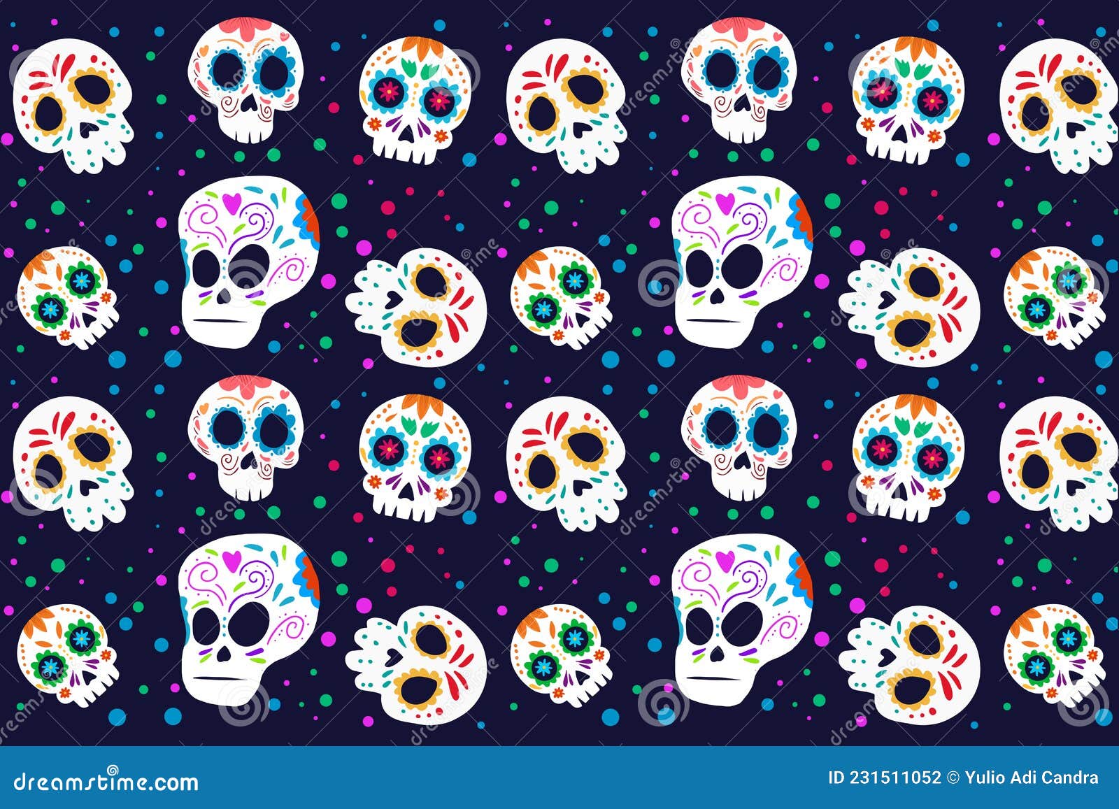 Hand Drawn Skull Dia De Muertos Pattern Vector Stock Vector ...