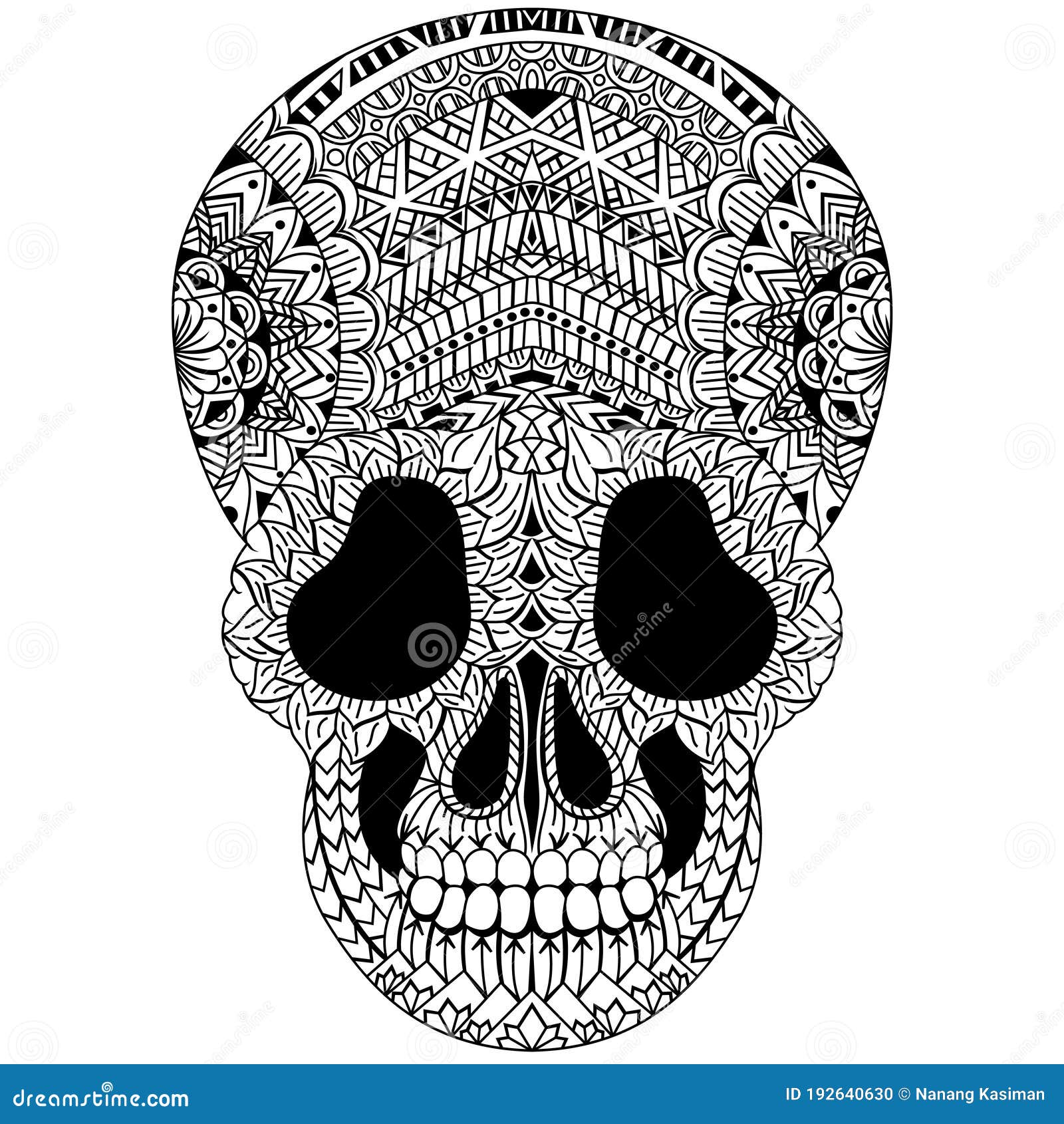 Hand Drawn of Skull Head in Zentangle Style Stock Vector - Illustration ...