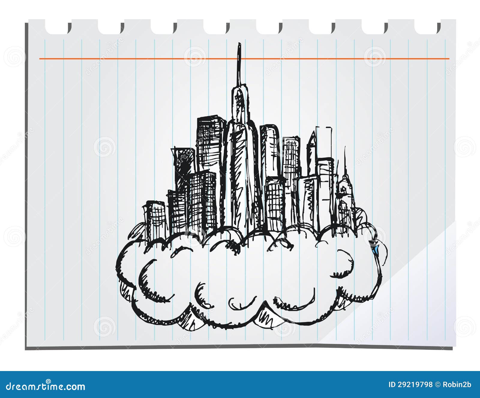 Hand drawn skyscrapers stock vector. Illustration of drawing - 29219798