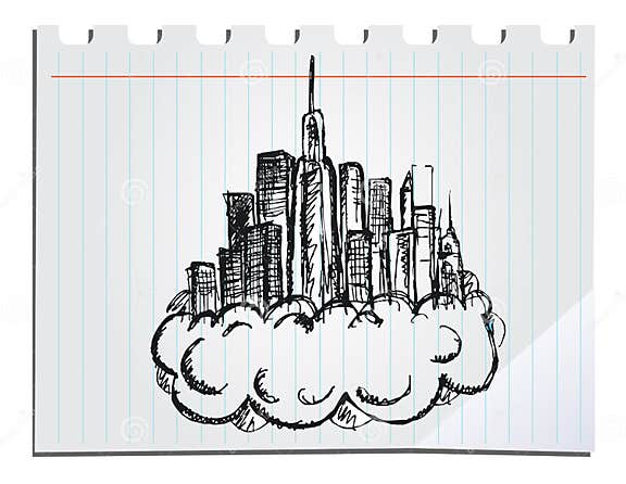 Hand drawn skyscrapers stock vector. Illustration of drawing - 29219798