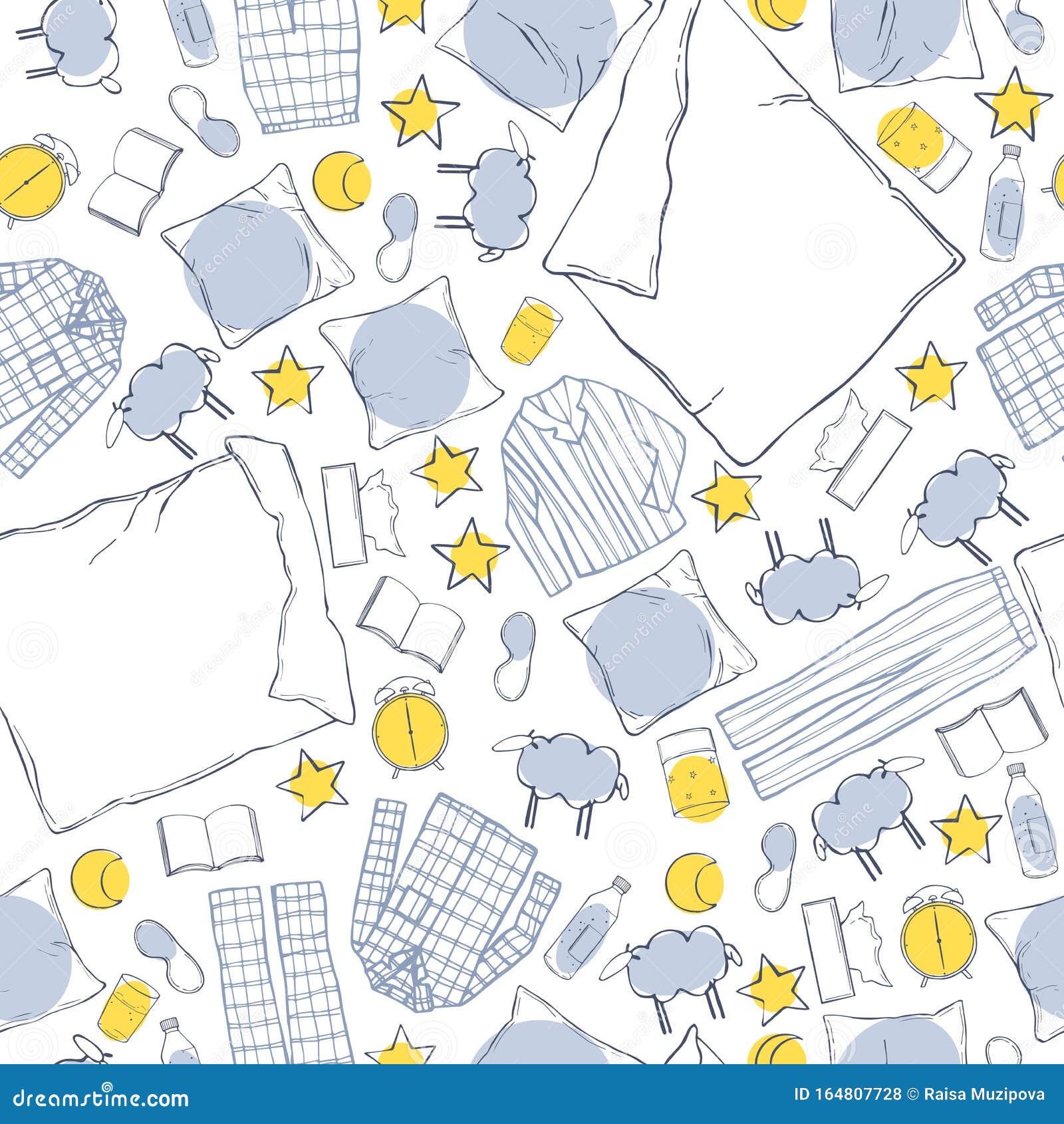 Hand Drawn Sleep Set. Vector Pattern Stock Vector - Illustration of ...