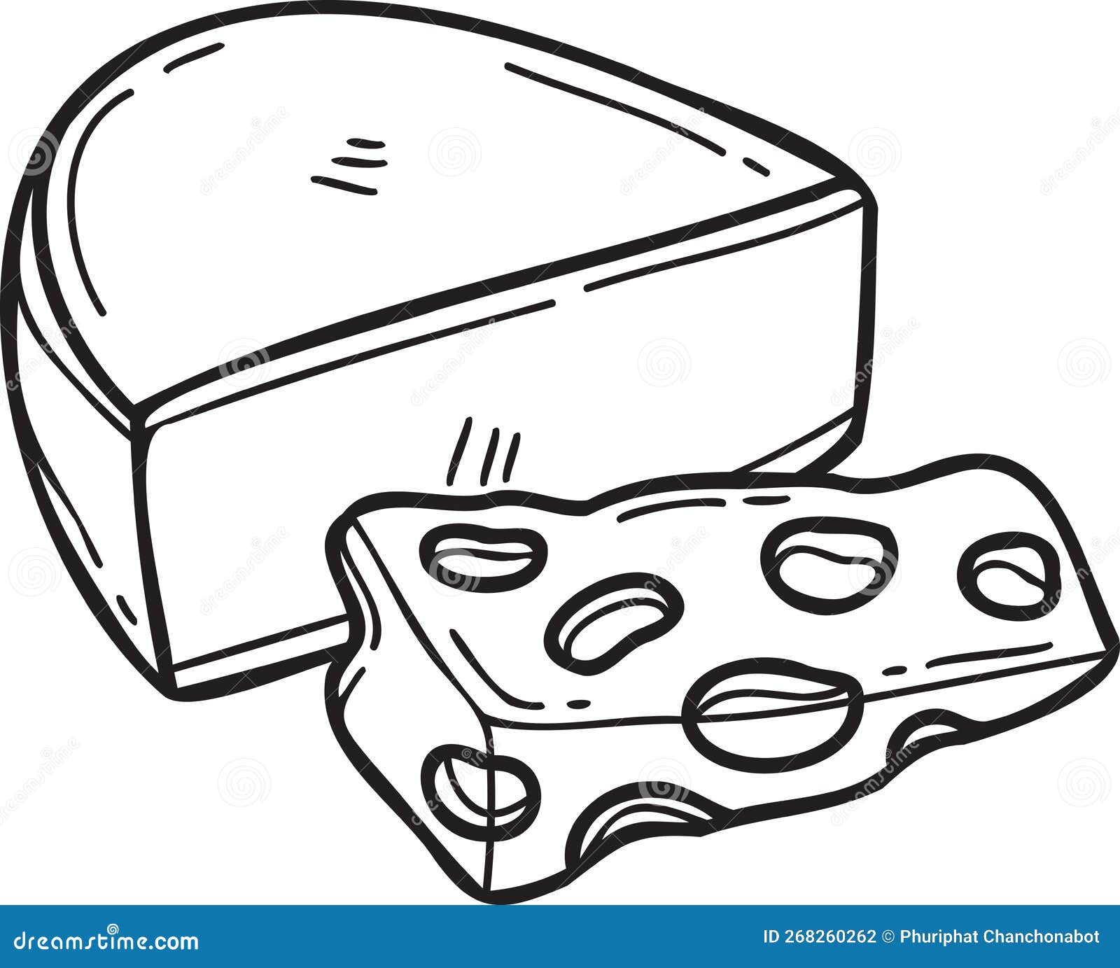 Hand Drawn Sliced Cheese Illustration in Doodle Style Stock Vector ...