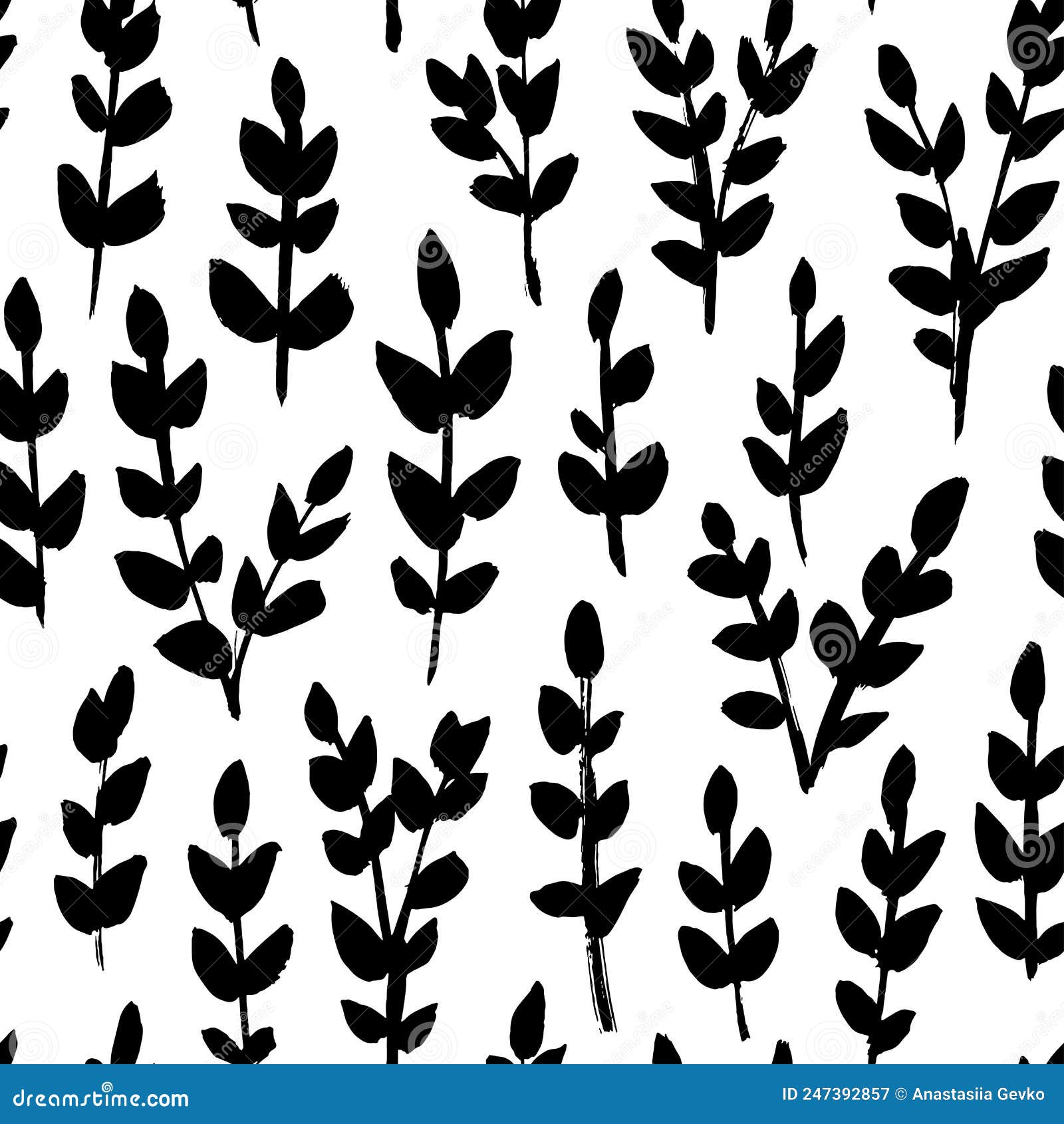 Hand Drawn Small Leaves Vector Seamless Pattern Stock Vector ...