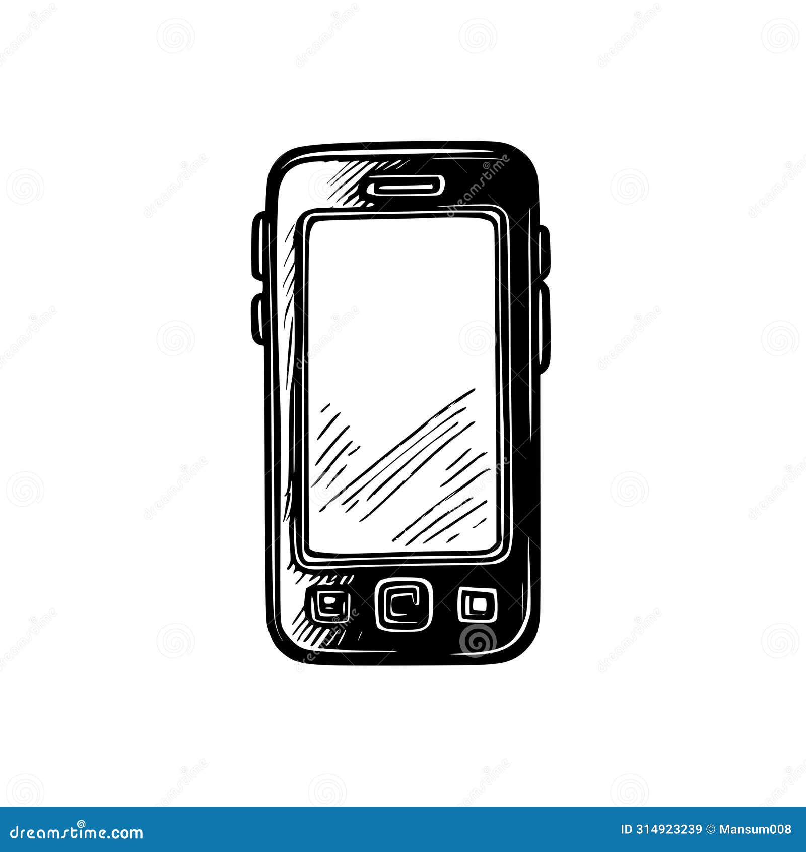 Hand Drawn Smartphone with a Blank Screen Stock Illustration ...