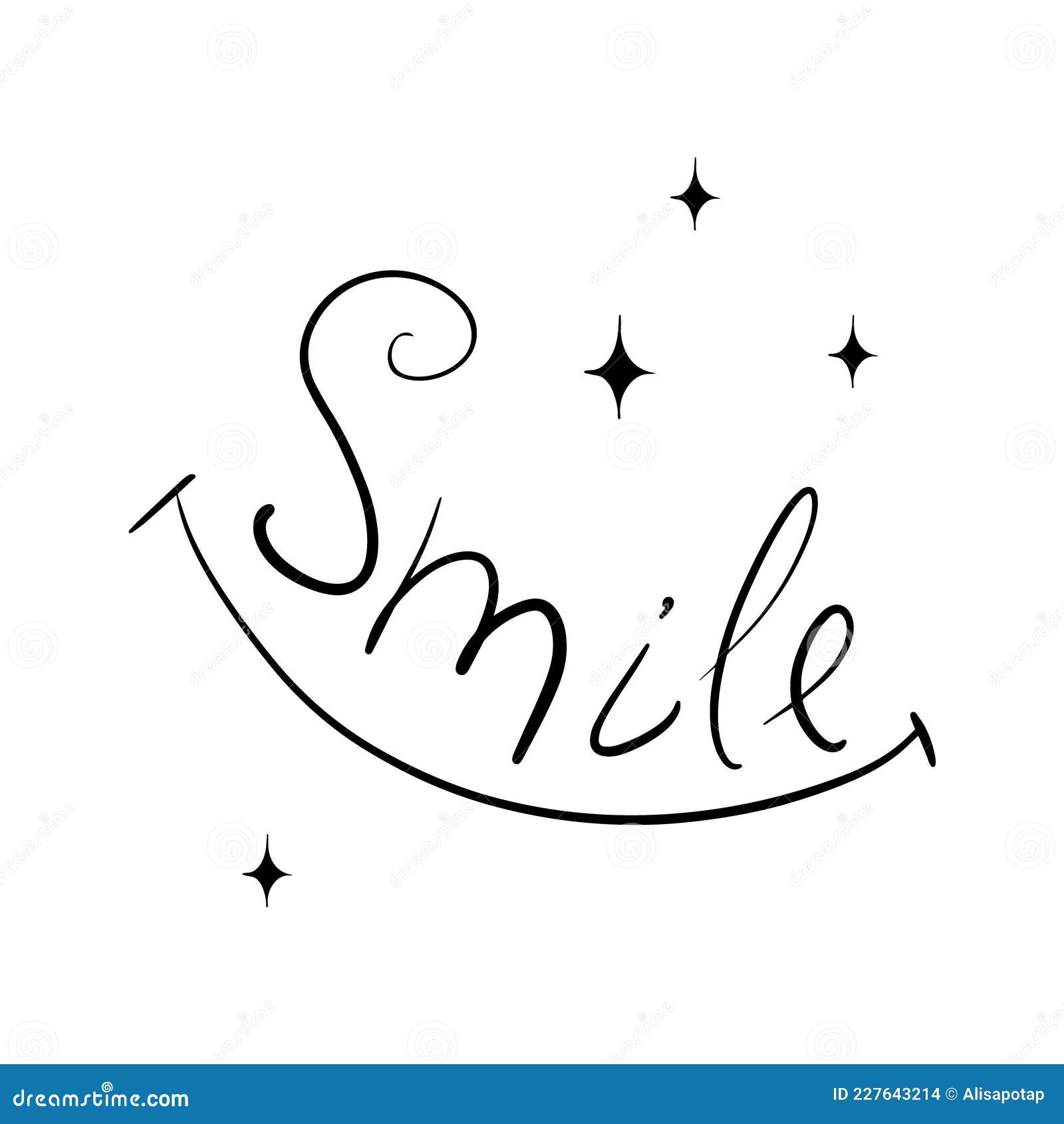 Hand drawn smile lettering stock vector. Illustration of mood - 227643214