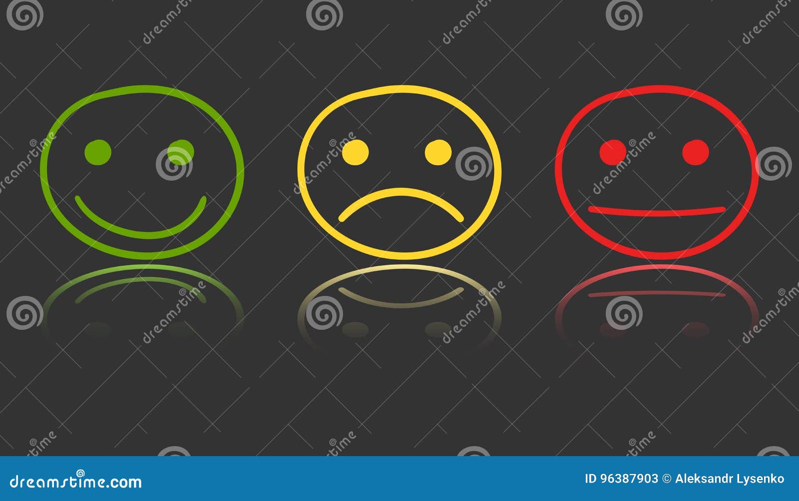 Hand Drawn Smiley Icon on Mirror. Emotion Face Vector Illustration in ...