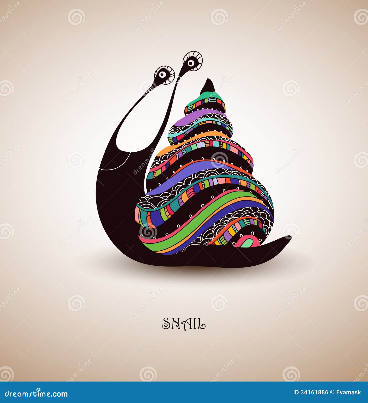 Hand drawn snail, color stock vector. Illustration of nature - 34161886