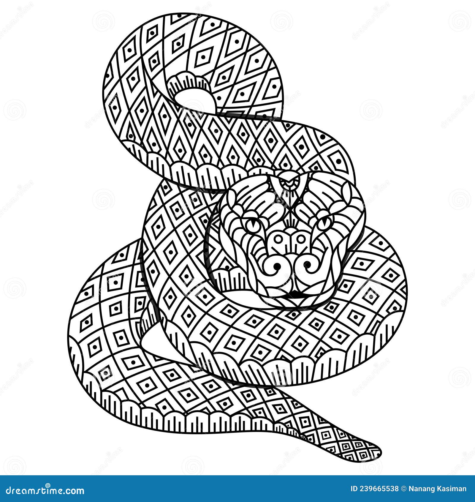 Hand Drawn of Snake in Zentangle Style Stock Vector - Illustration of ...