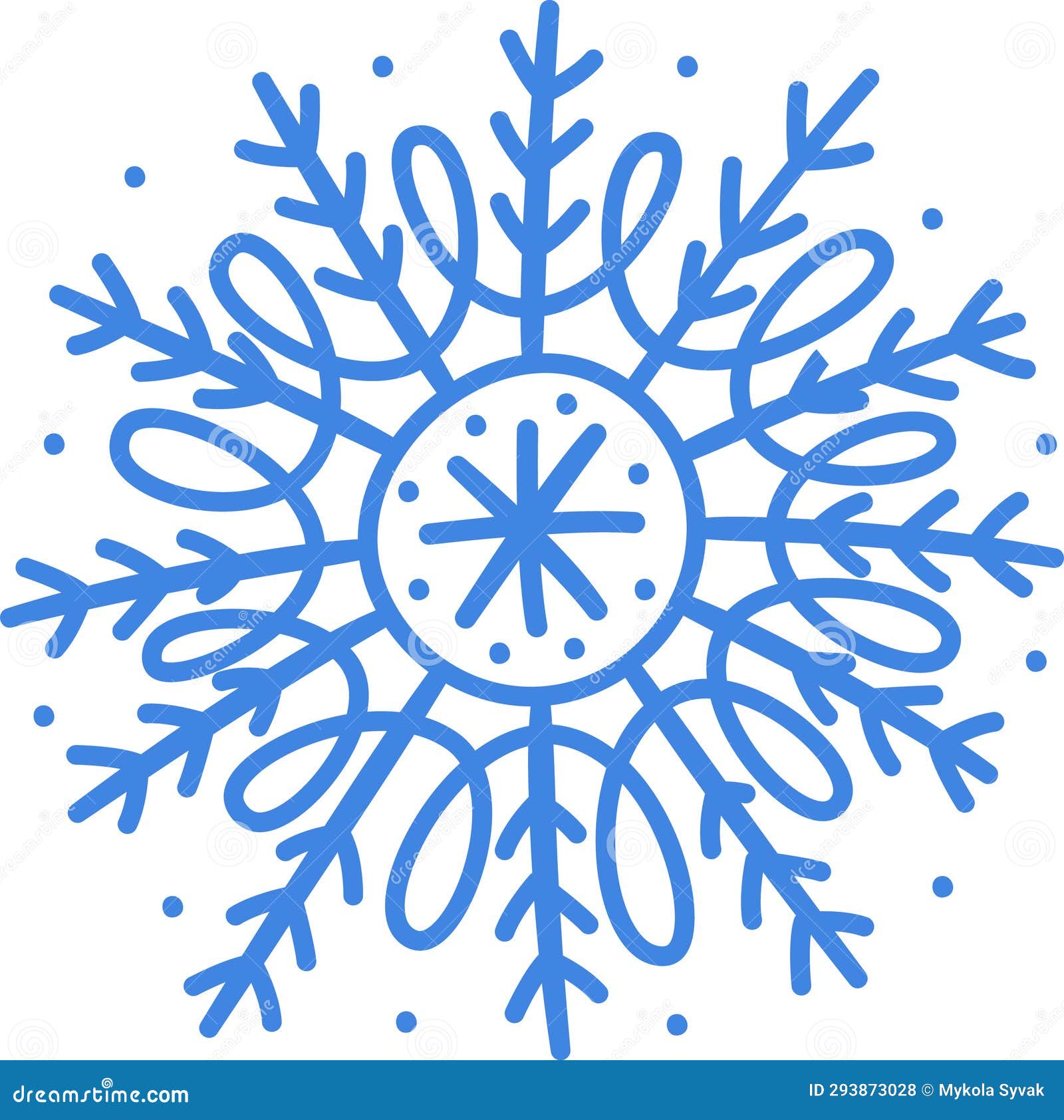 Hand Drawn Snowflake stock vector. Illustration of snowflake - 293873028